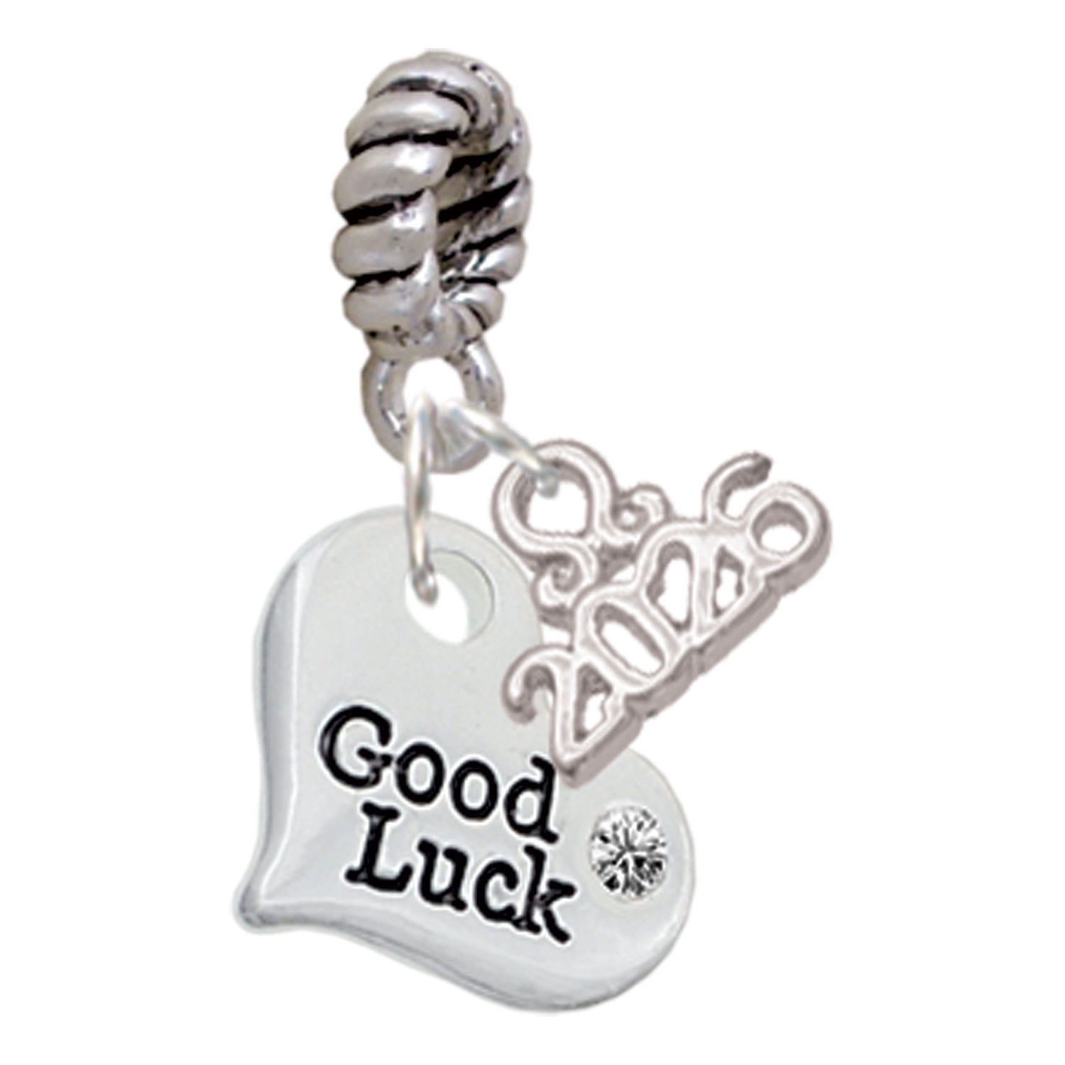 Delight Jewelry Silver Plated Small Good Luck Heart - Rope Charm Bead ...