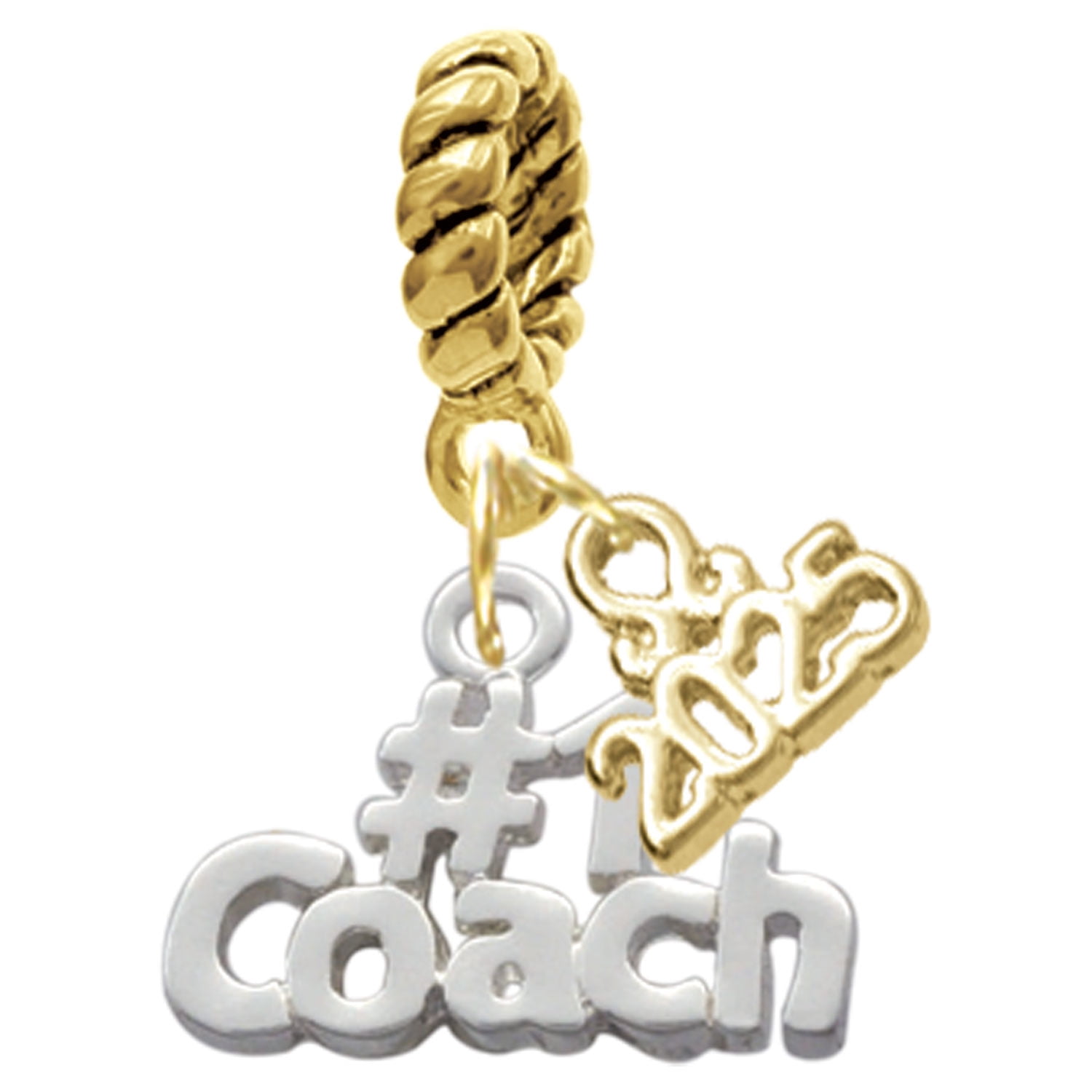 Delight Jewelry Silver-tone #1 Coach - Gold-tone Rope Charm Bead Dangle ...