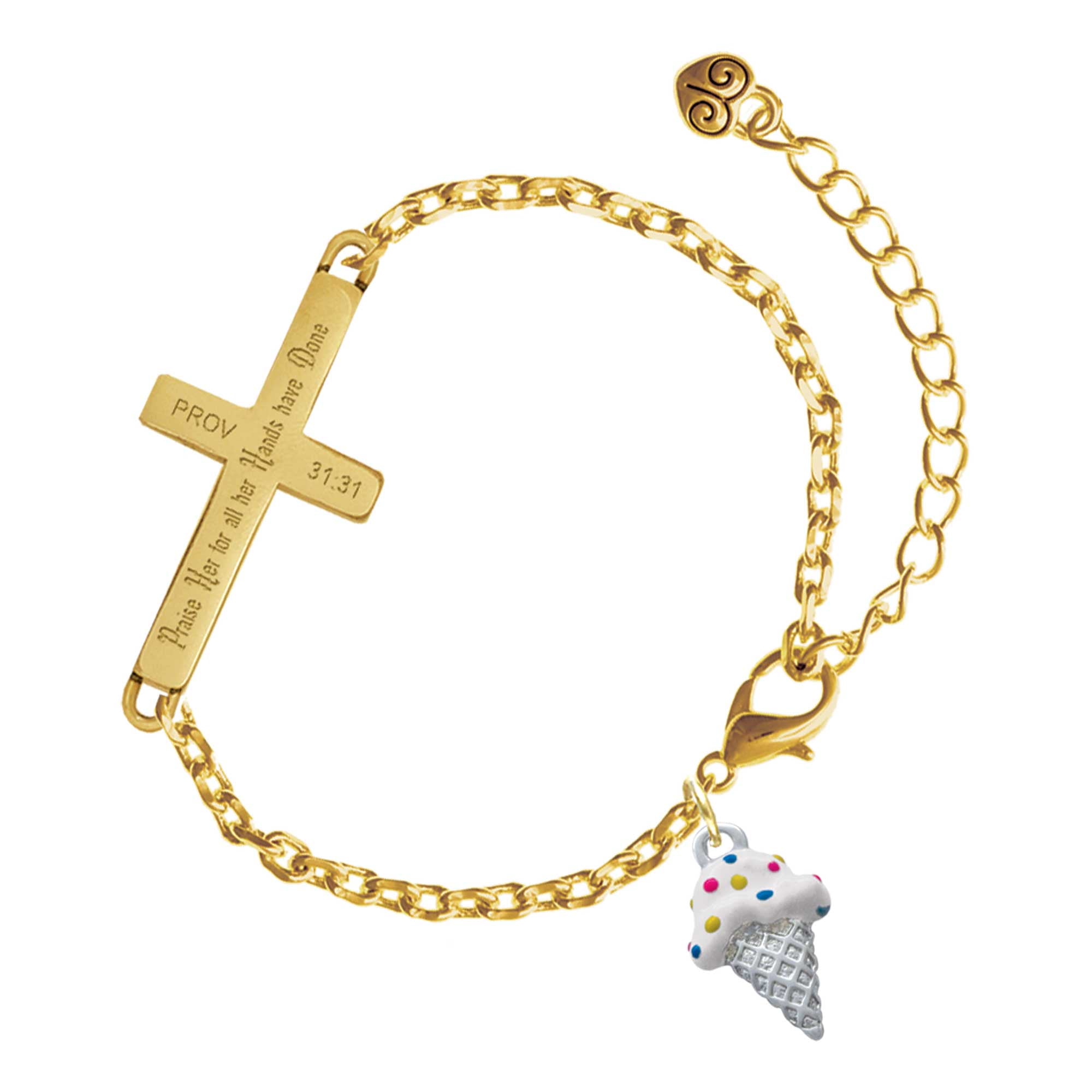 Delight Jewelry Silver-tone 2-D Vanilla Ice Cream Cone with Sprinkles ...