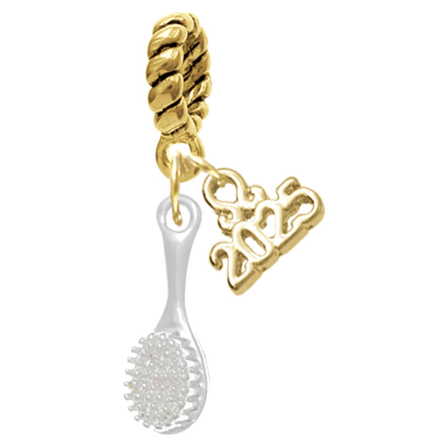 Delight Jewelry Silver-tone 3-D Hair Brush - Gold-tone Rope Charm Bead ...