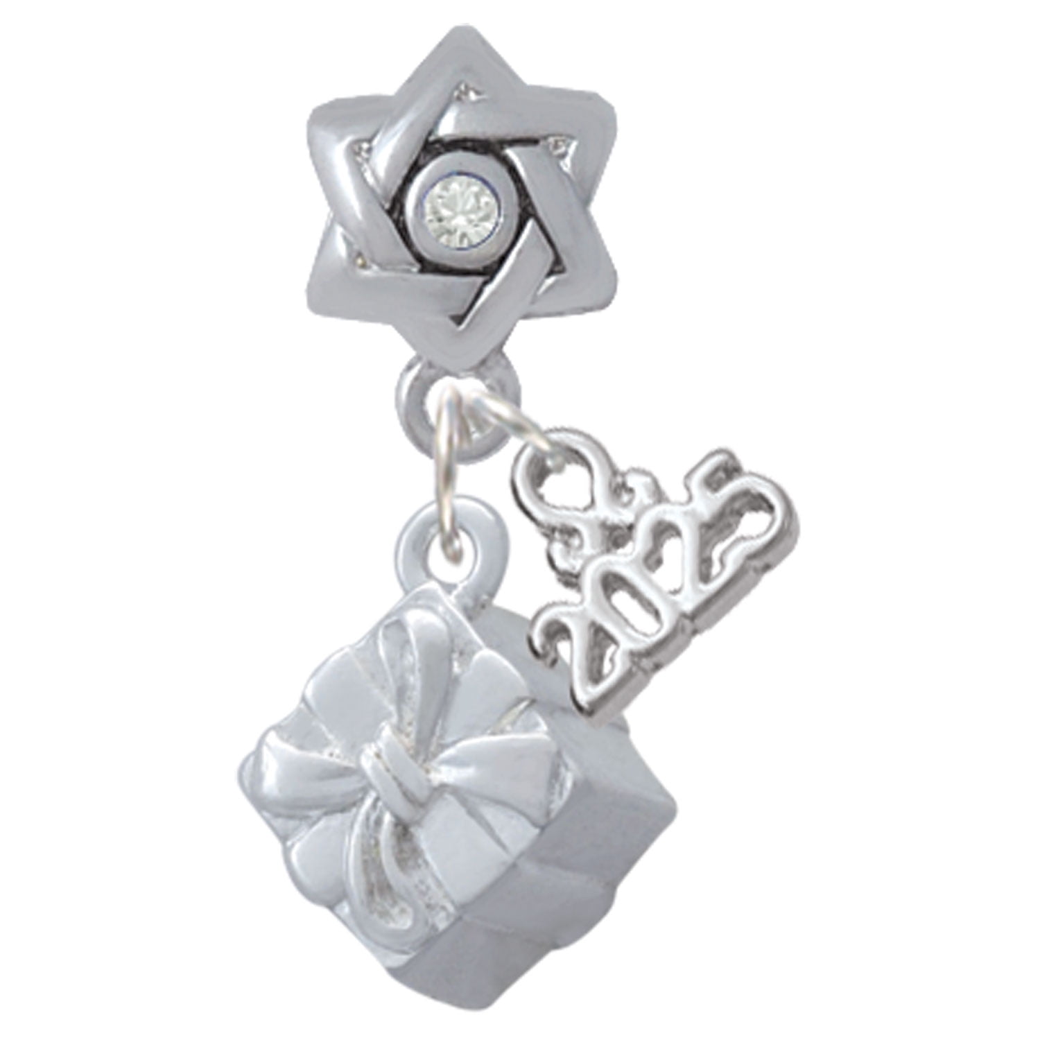 Delight Jewelry Silver-tone 3-D Present Box with Bow and Crystal ...