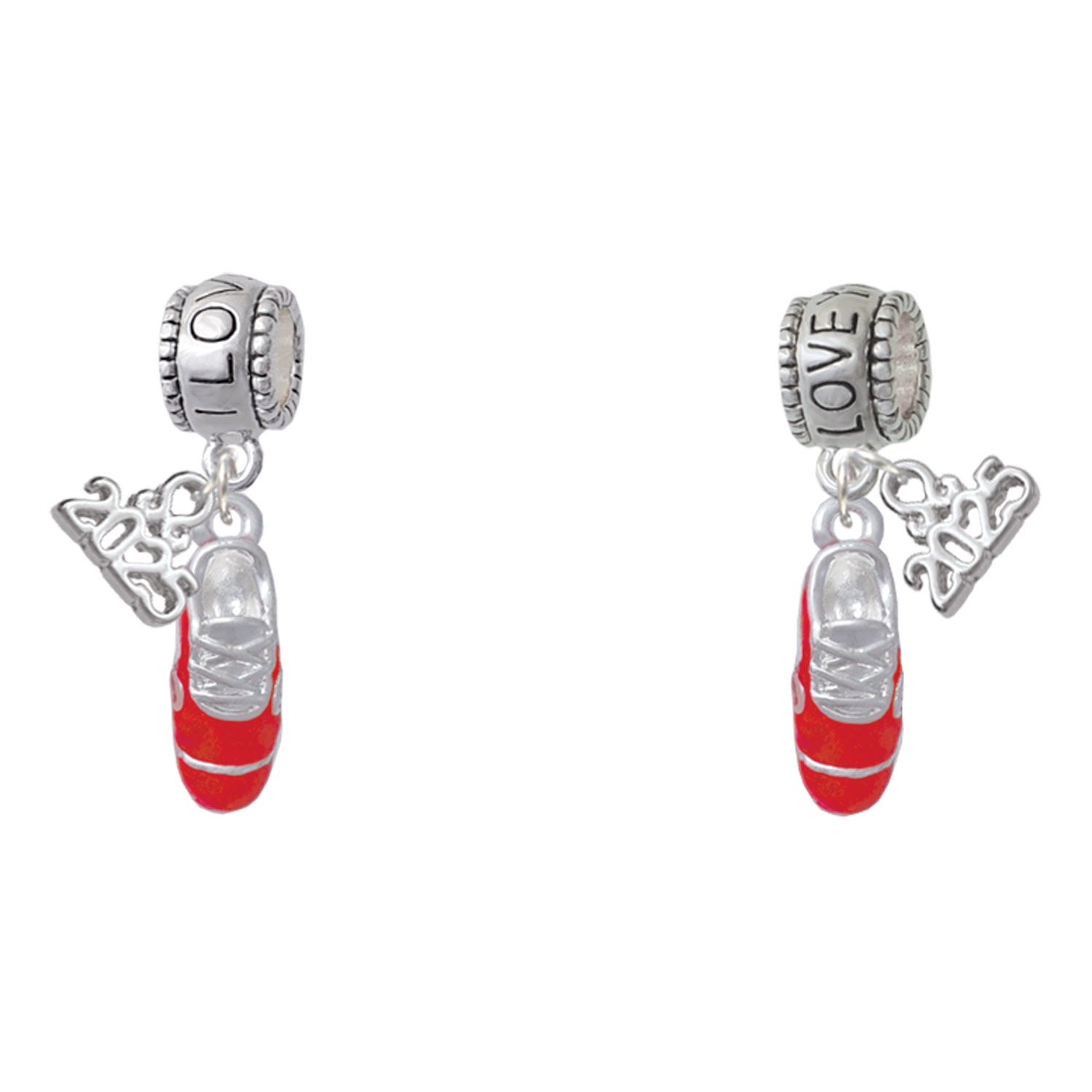 Delight Jewelry Silver-tone 3-D Red Running Shoe - I Love You/Love You ...