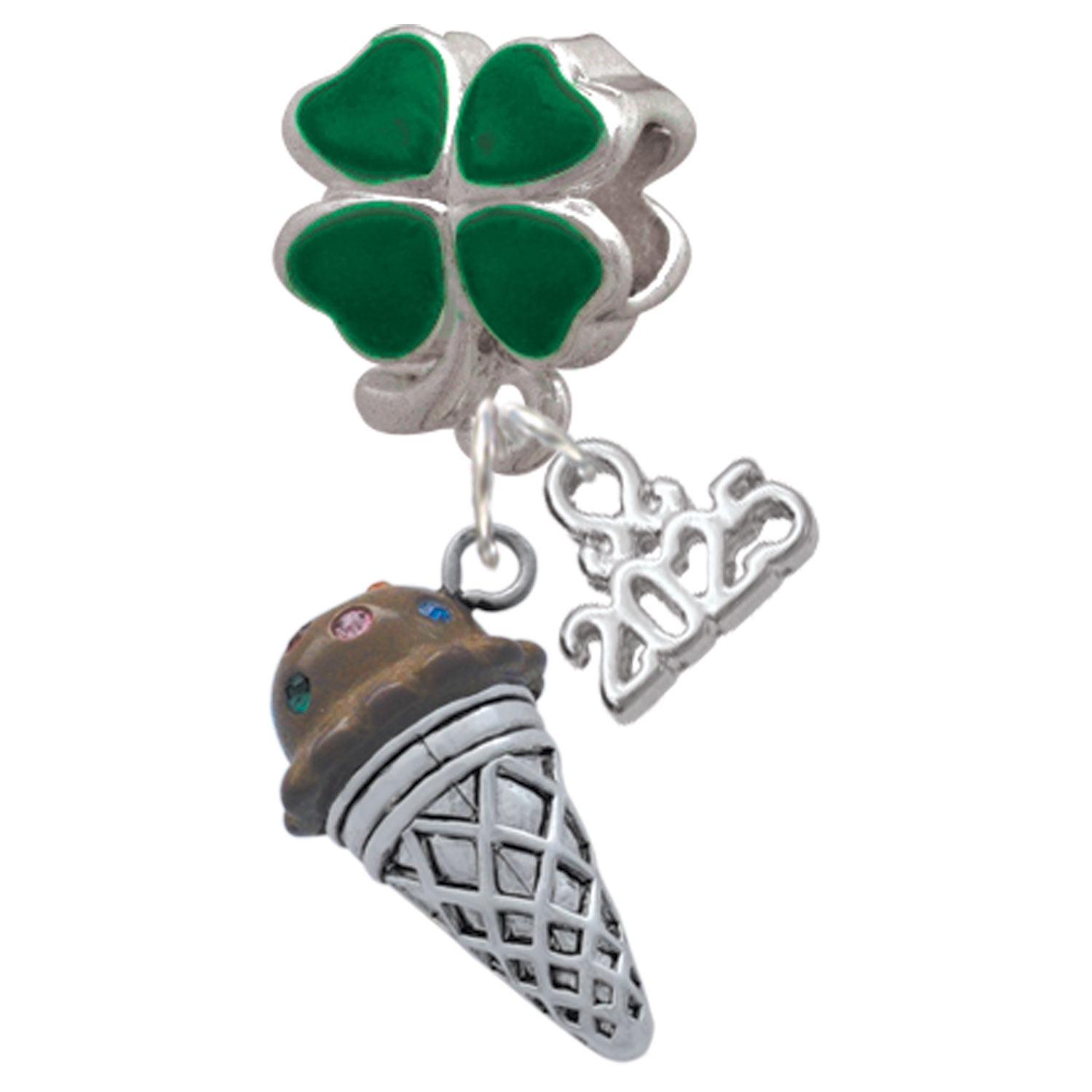 Delight Jewelry Silver-tone 3-D Resin Chocolate Ice Cream Cone with ...