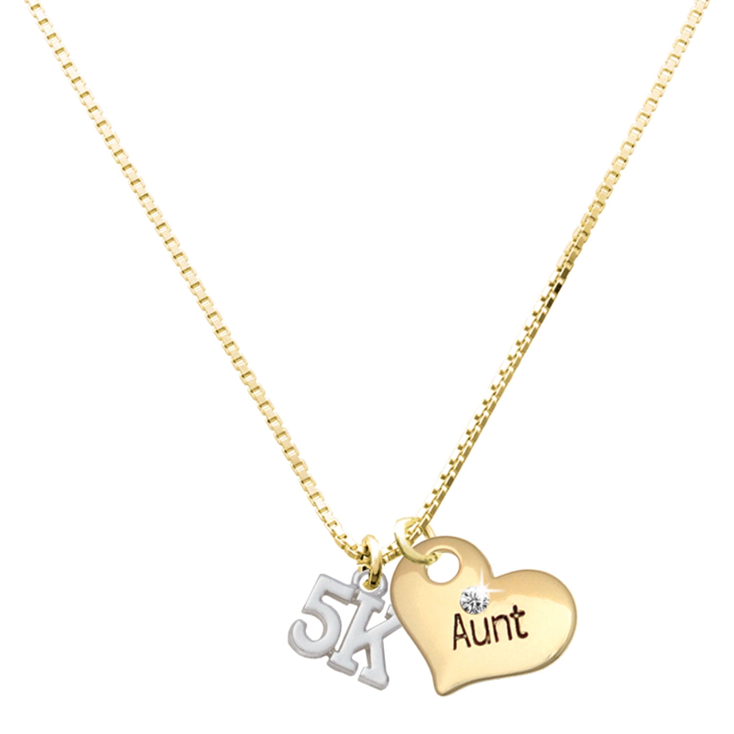 Delight Jewelry Silver-tone 5 K Run - Large Goldtone Aunt Heart Charm ...