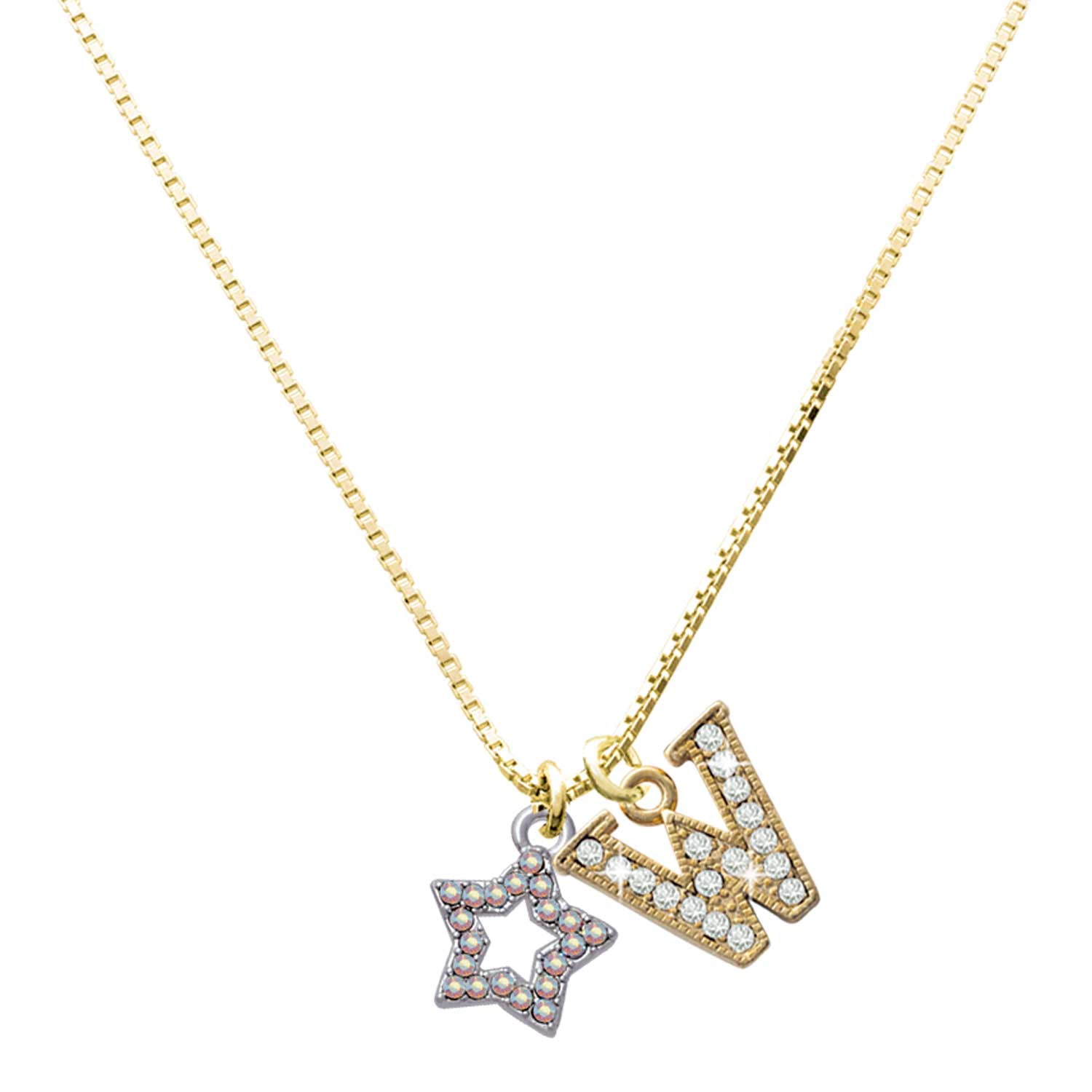 Delight Jewelry Silver-tone AB Crystal Lucky Star - Large Goldtone ...