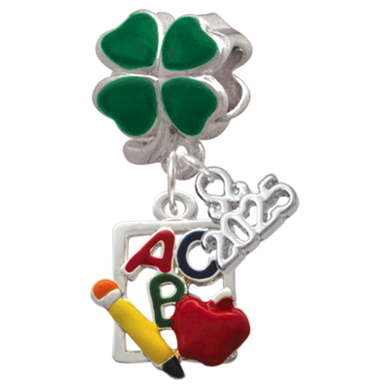 Delight Jewelry Silver-tone ABC Cutout School Slate - Good Luck Green ...