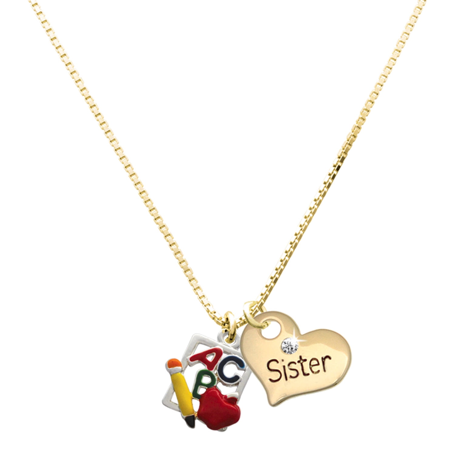 Delight Jewelry Silver-tone ABC Cutout School Slate - Large Goldtone ...