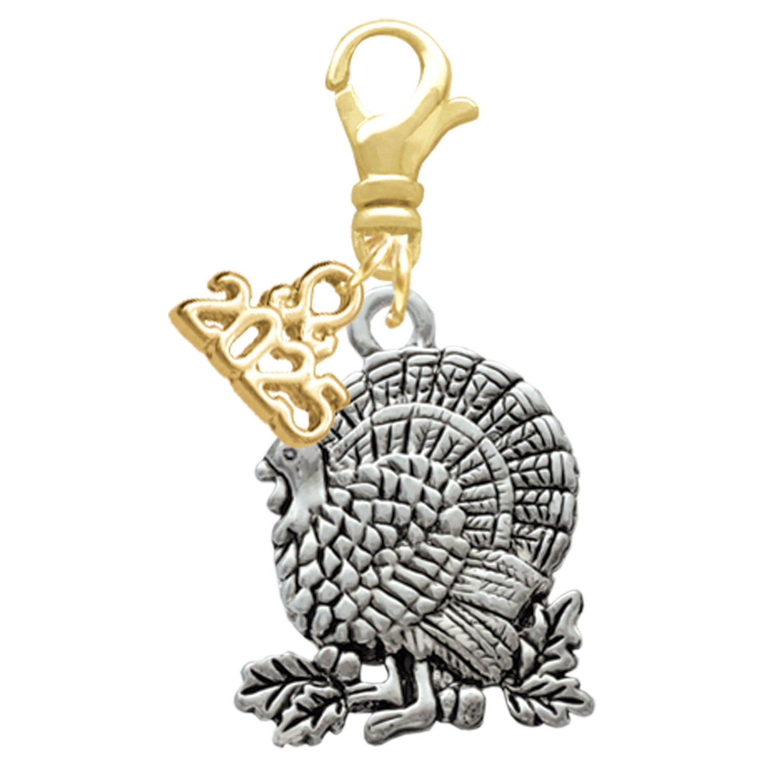 Delight Jewelry Silver-tone Antiqued Turkey - Gold-tone Clip on Charm ...