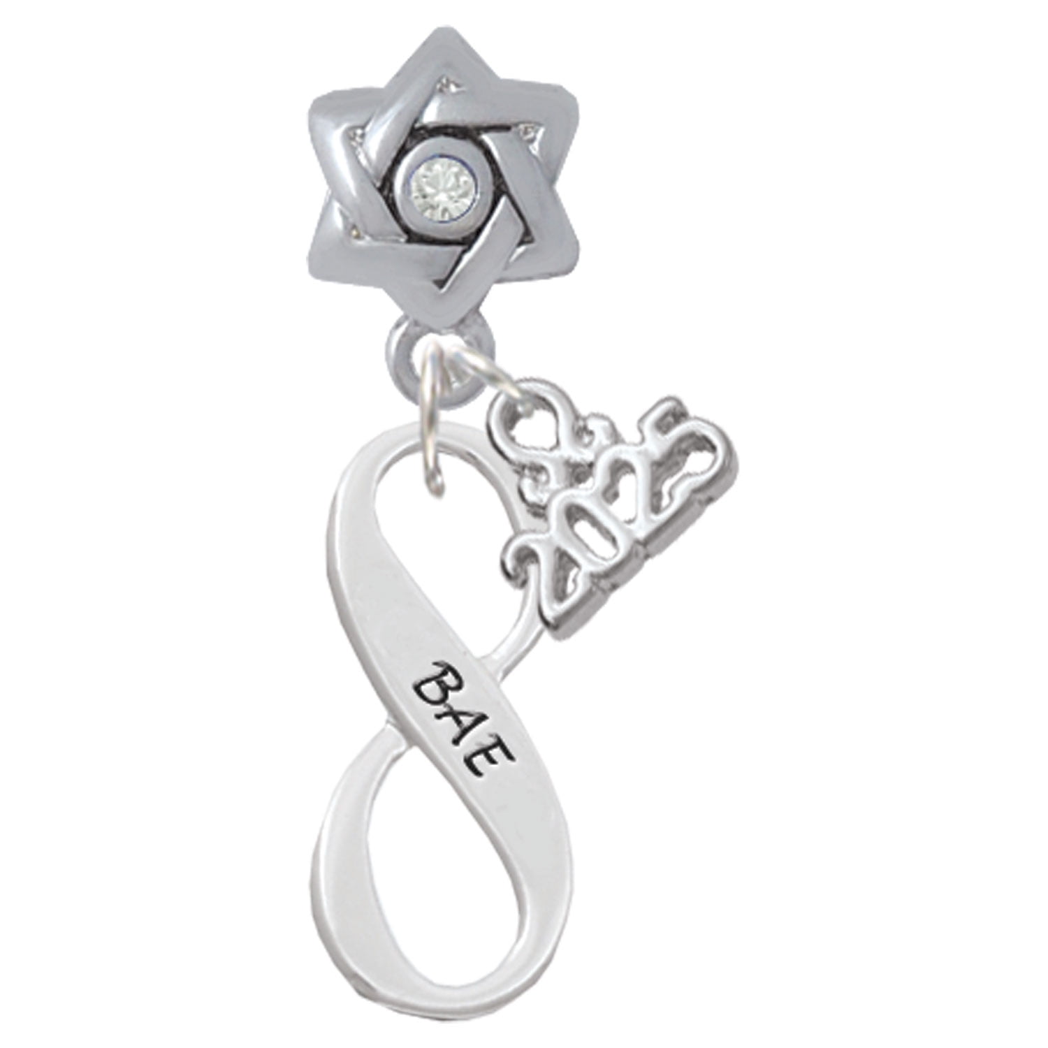 Delight Jewelry Silver-tone BAE Infinity Sign - Silver-tone Clear Star ...