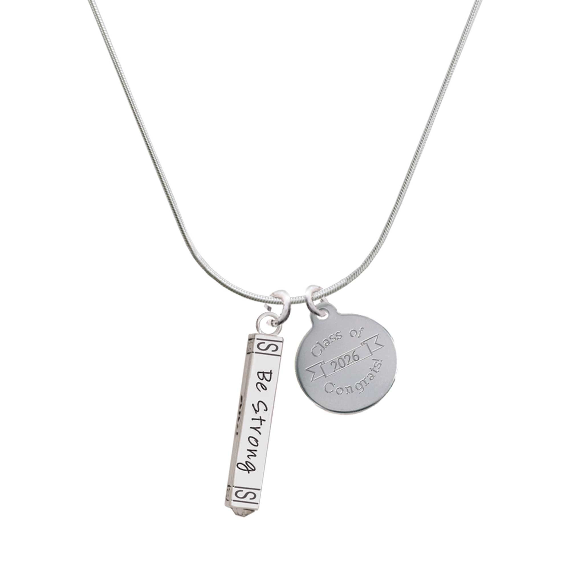 Delight Jewelry Silver-tone Be Strong and Courageous Bar - Engraved ...