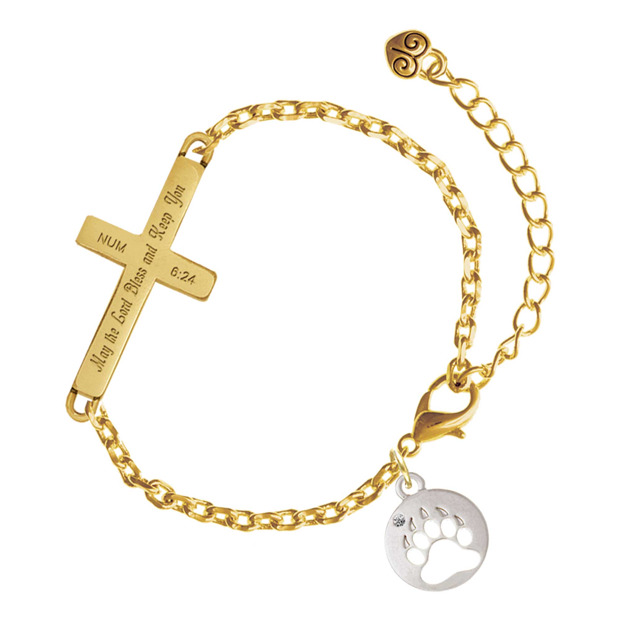 Delight Jewelry Silver-tone Bear Paw Silhouette - Gold Tone Numbers 6: ...