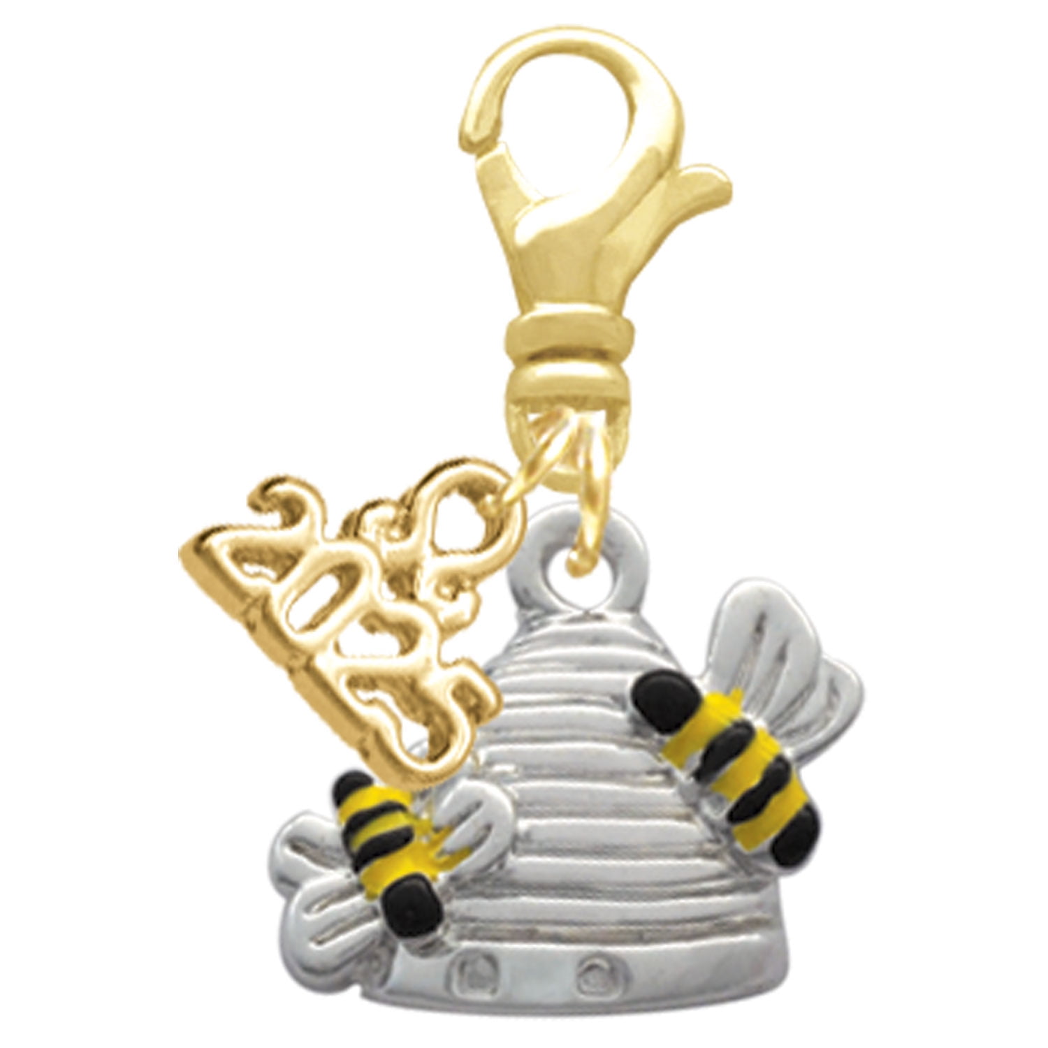 Delight Jewelry Silver-tone Beehive with 2 Bumble Bees - Gold-tone Clip ...