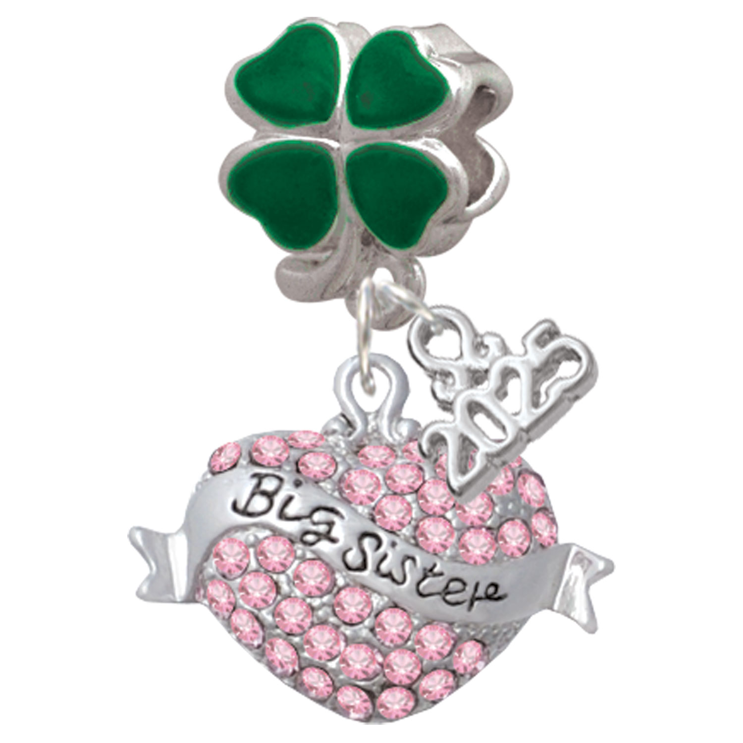 Delight Jewelry Silver-tone Big Sister Banner on Pink Crystal Heart ...