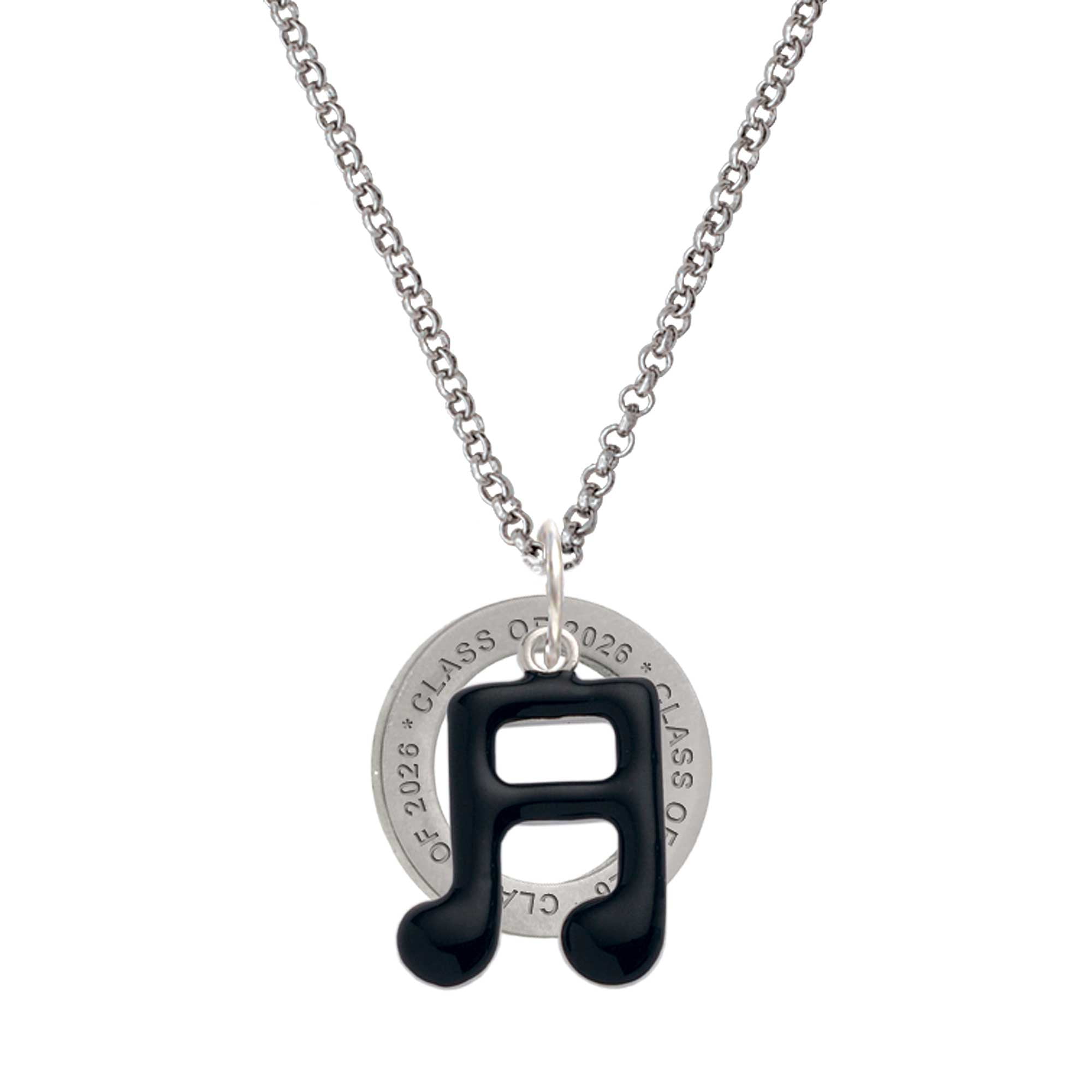 Delight Jewelry Silver-tone Black Beamed Eighth Notes Note - Class of ...