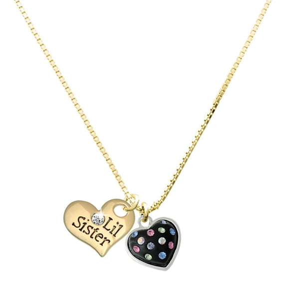 Delight Jewelry Silver-tone Black Resin Heart with Tropical Crystals ...