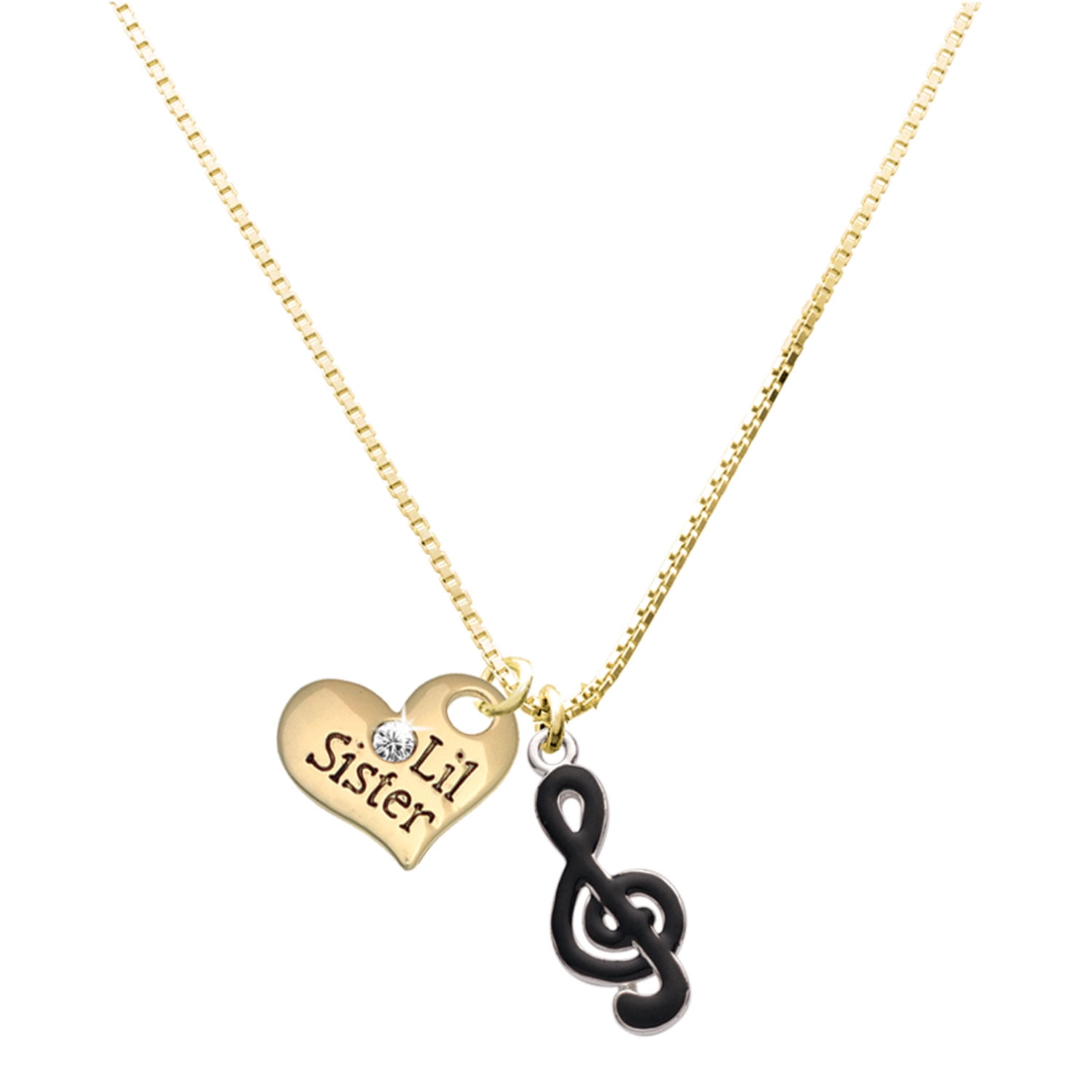 Delight Jewelry Silver-tone Black Treble Clef - Large Goldtone Lil ...