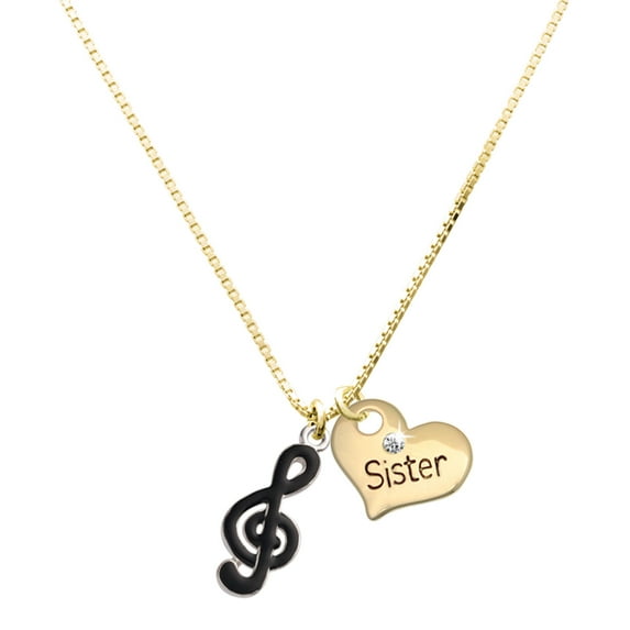 Delight Jewelry Silver-tone Black Treble Clef - Large Goldtone Sister ...
