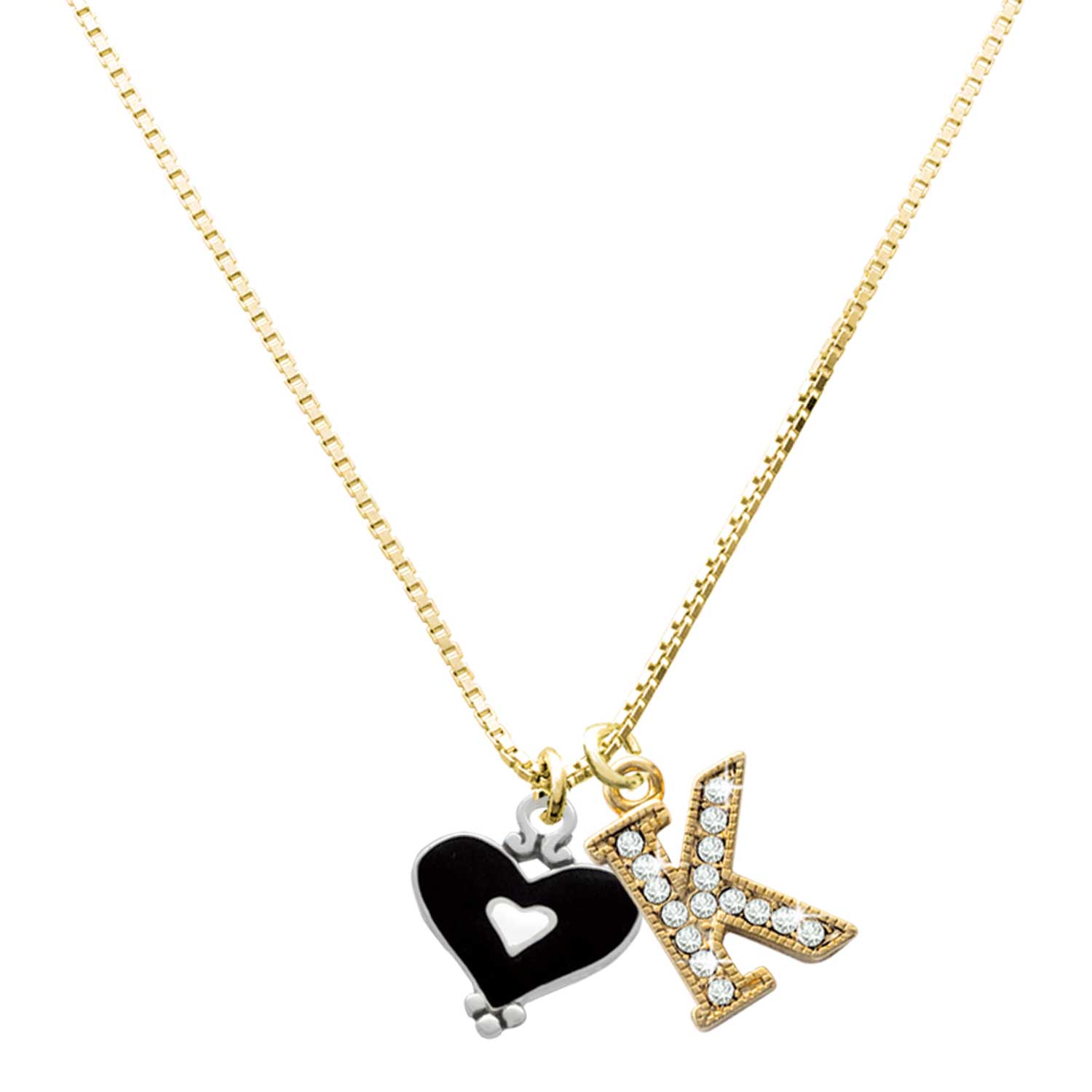 Delight Jewelry Silver-tone Black and White Enamel Heart - Large ...