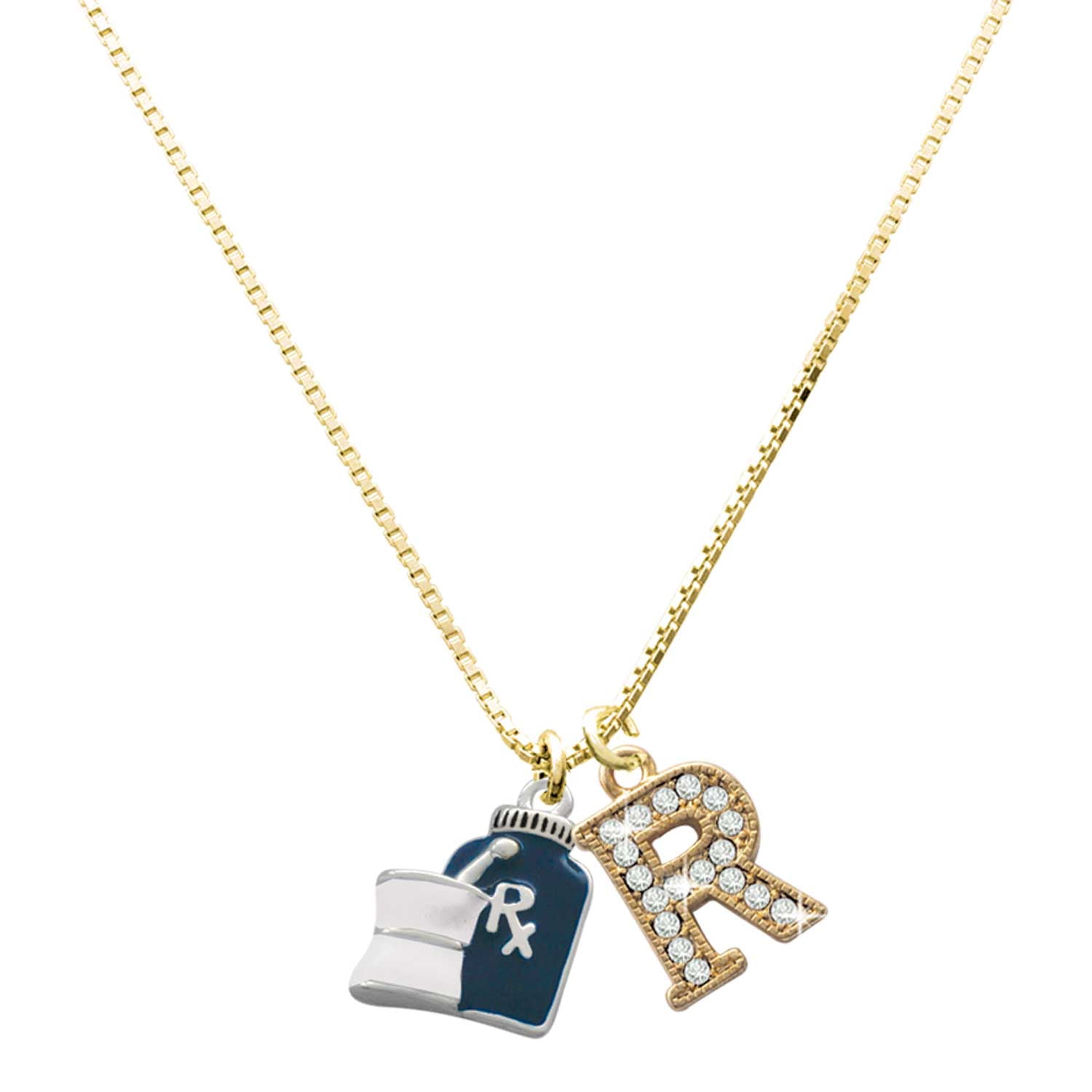 Delight Jewelry Silver-tone Blue Prescription Bottle - Large Goldtone ...