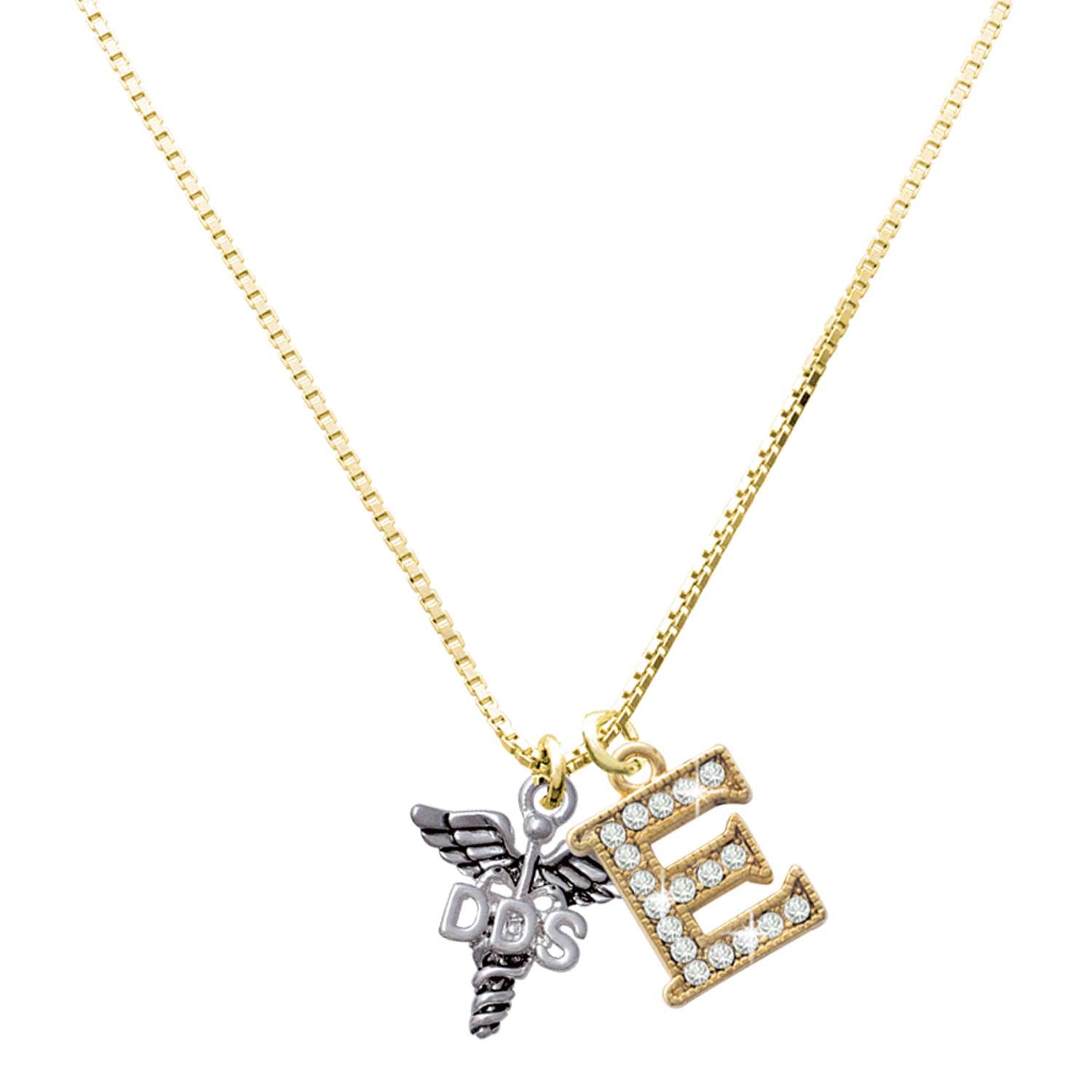 Delight Jewelry Silver-tone Caduceus - DDS with Large Goldtone Crystal ...
