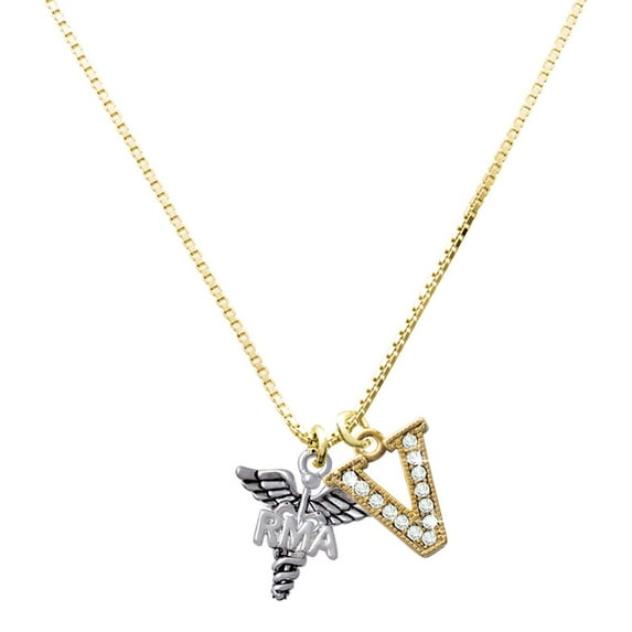 Delight Jewelry Silver-tone Caduceus - RMA - Large Goldtone Crystal ...
