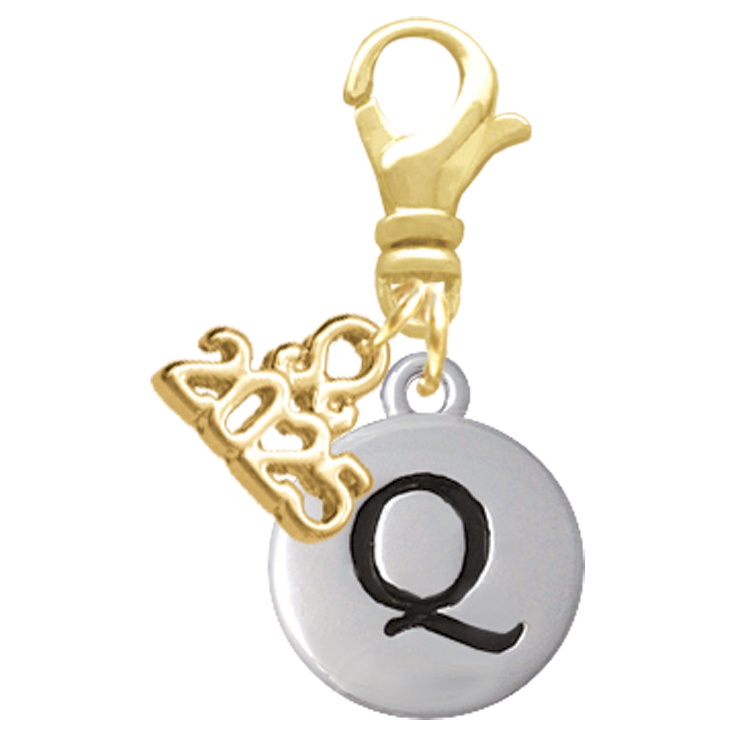 Delight Jewelry Silver-tone Capital Letter - Q - Pebble Disc - Gold ...