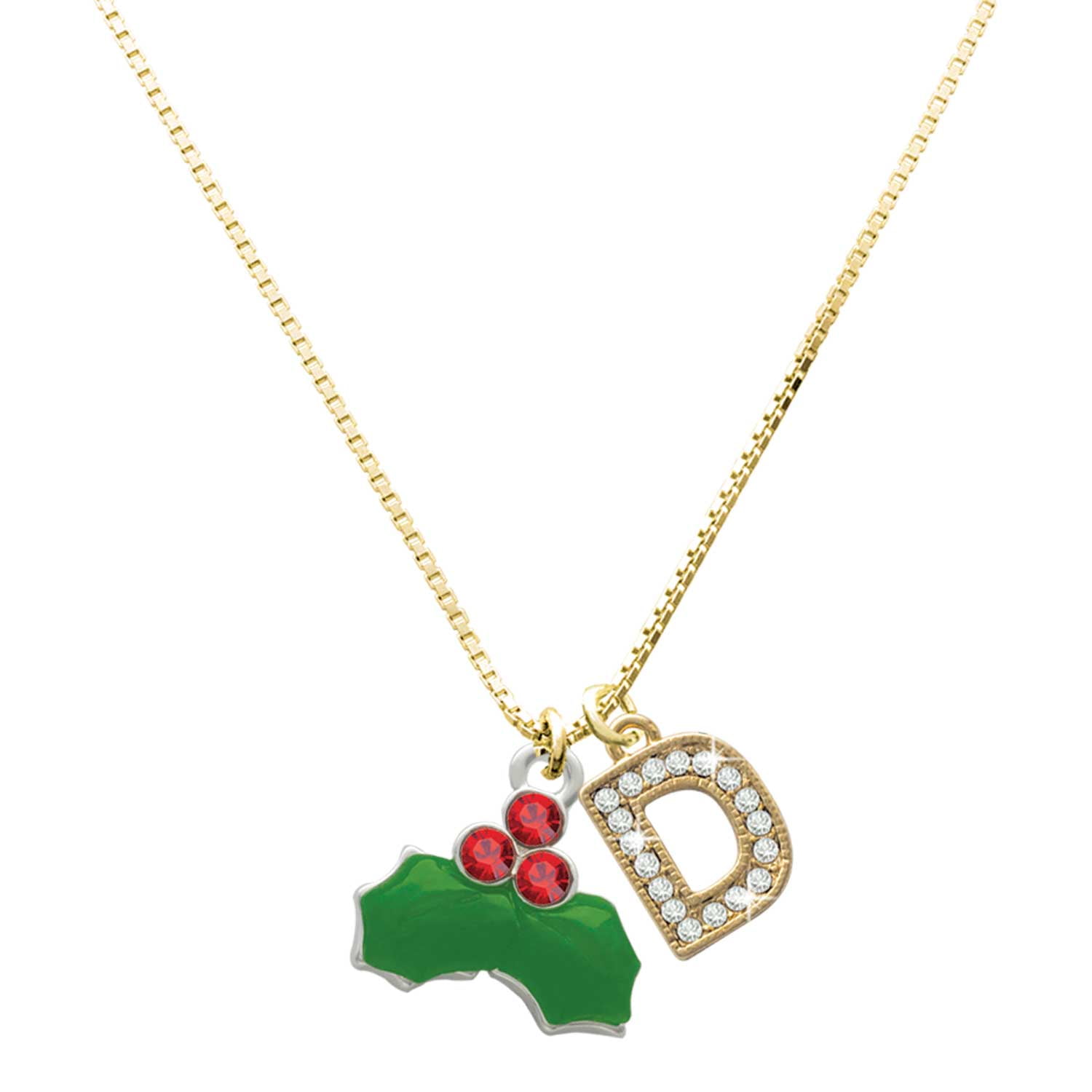 Delight Jewelry Silver-tone Christmas Holly & Red Crystal Berries with ...