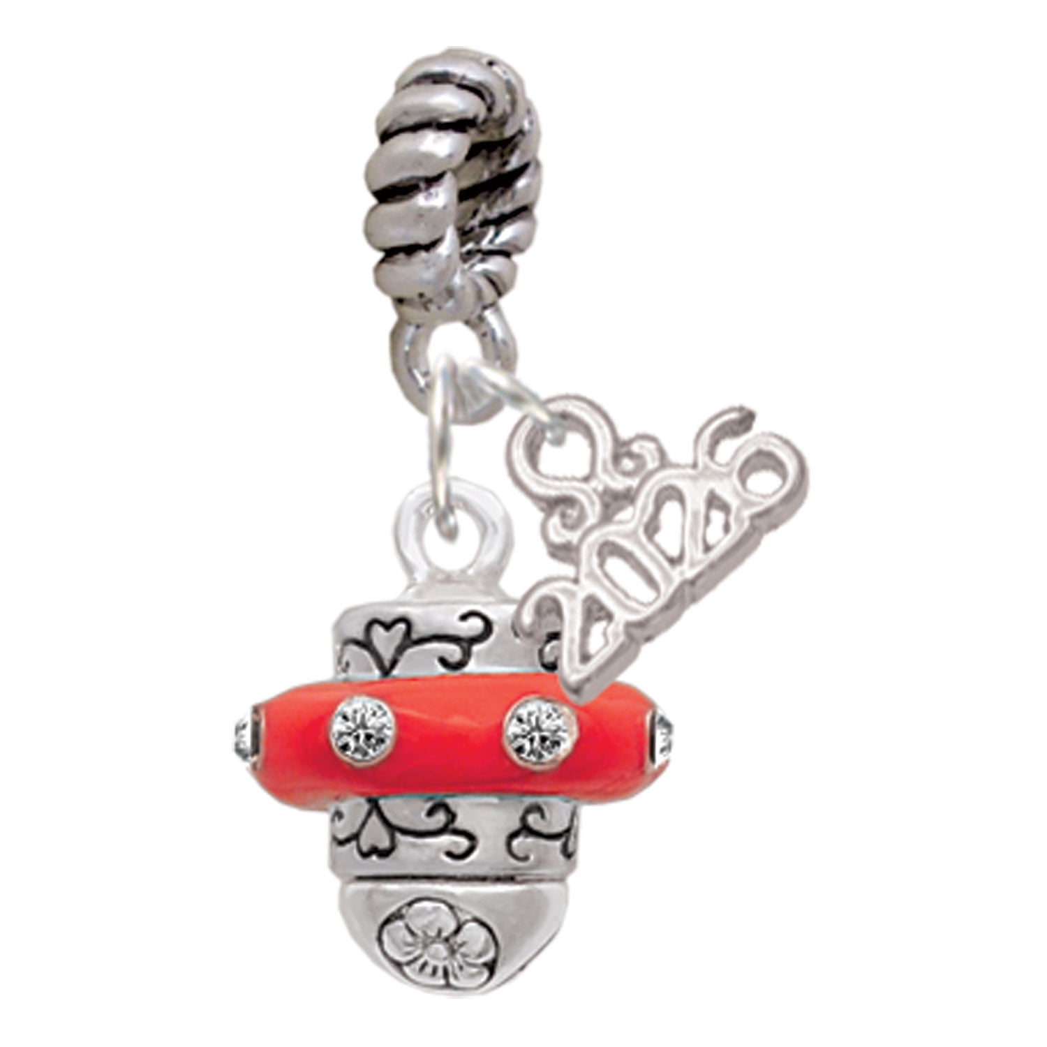 Delight Jewelry Silver-tone Crystal Red Spinner - Silver Plated Rope ...