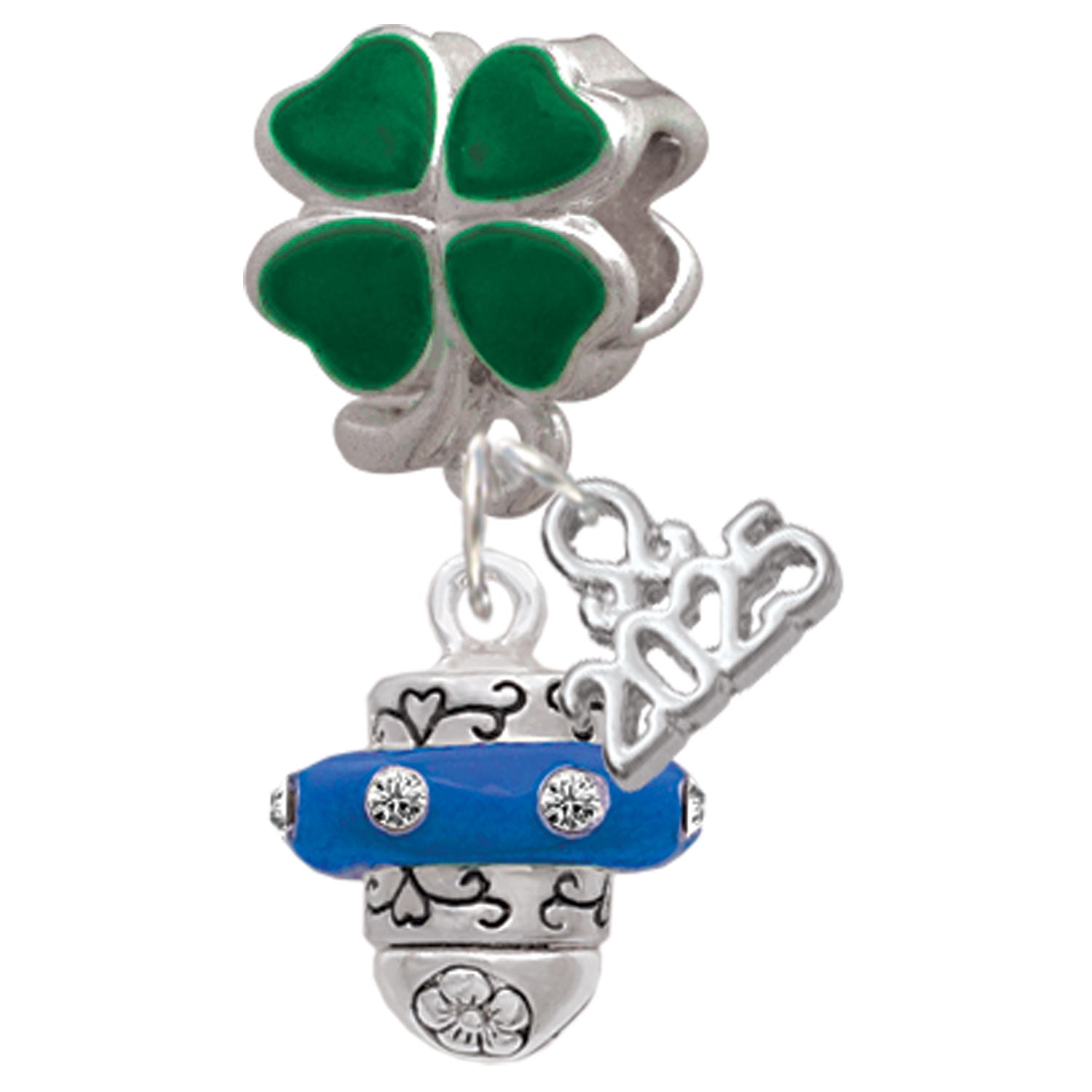 Delight Jewelry Silver-tone Crystal Royal Blue Spinner - Good Luck ...