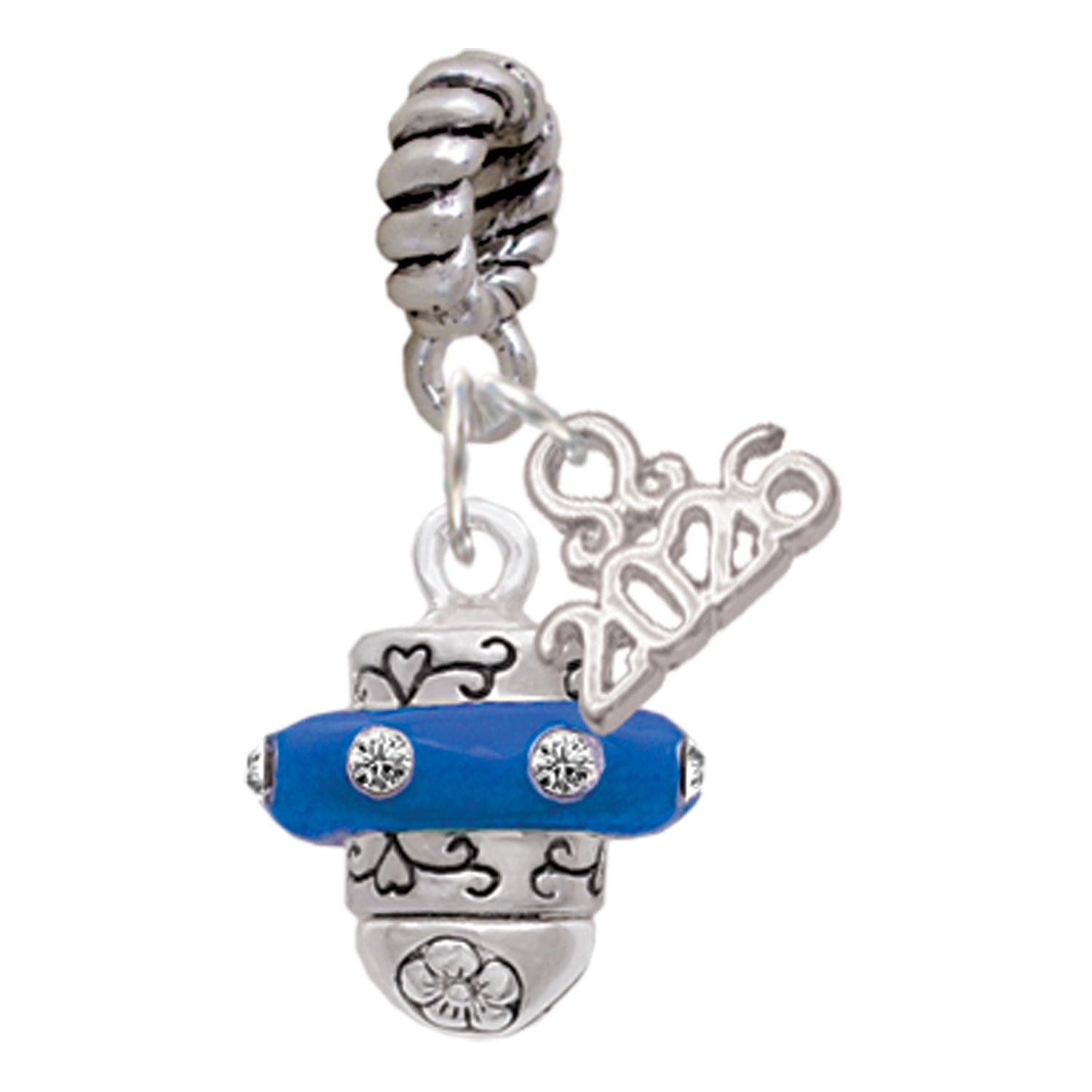 Delight Jewelry Silver-tone Crystal Royal Blue Spinner - Silver Plated ...