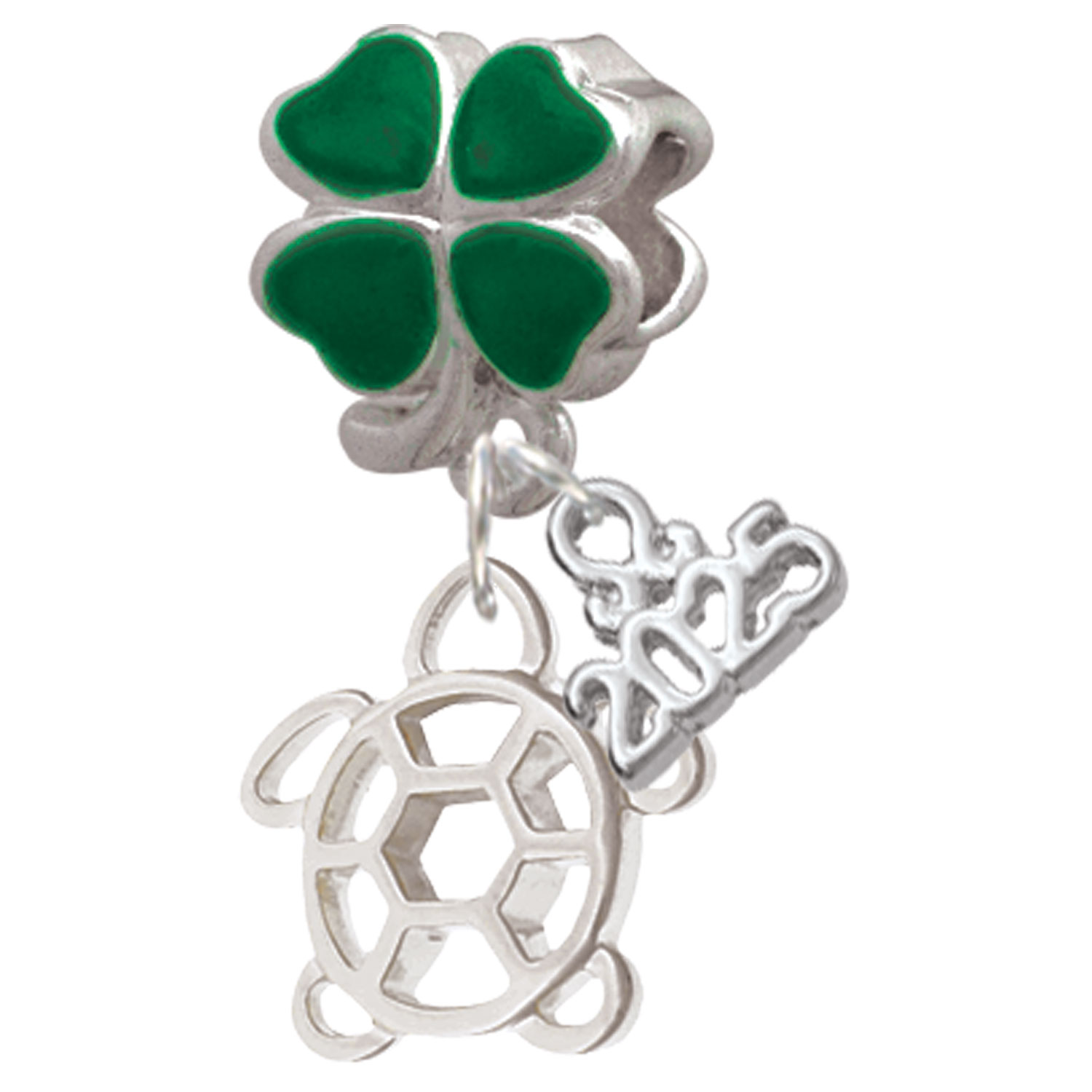 Delight Jewelry Silver-tone Cutout Sea Turtle - Good Luck Green Four ...