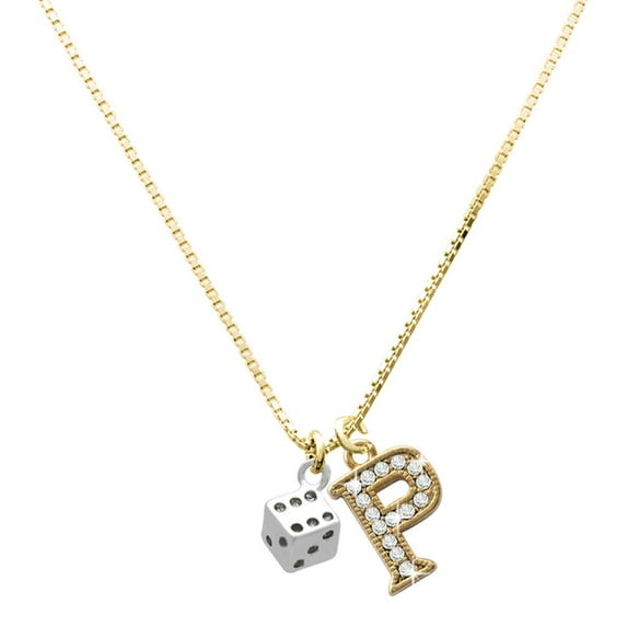 Delight Jewelry Silver-tone Dice - Large Goldtone Crystal Initial - P ...