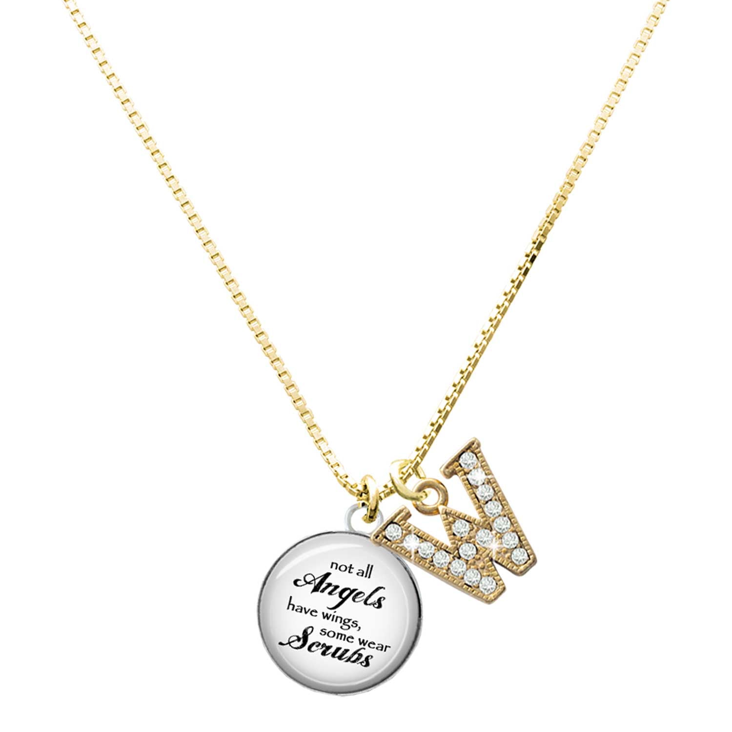 Delight Jewelry Silver-tone Domed Angels Wear Scrubs - Large Goldtone ...