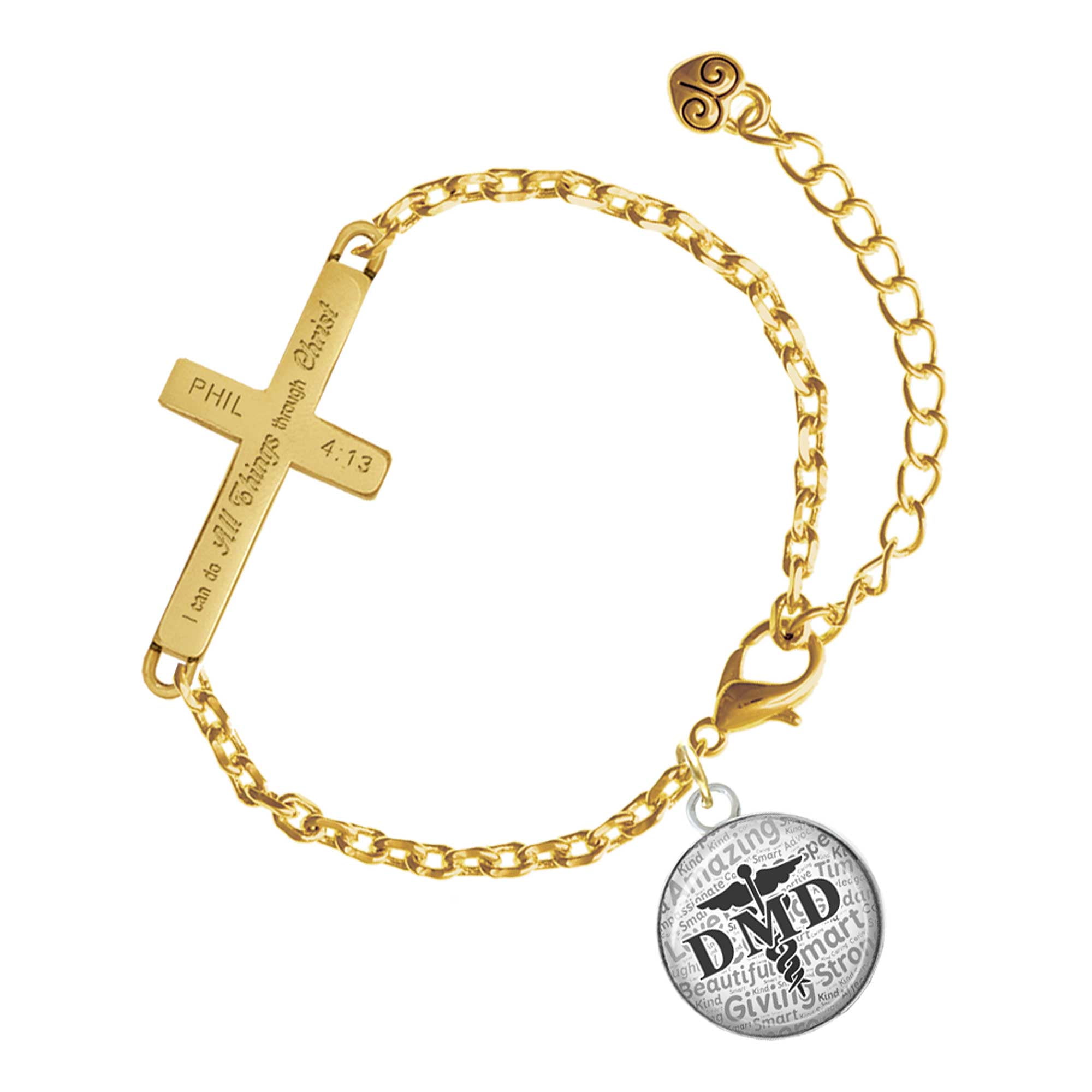 Delight Jewelry Silver-tone Domed Black DMD - Gold Tone Philipians 4:13 ...
