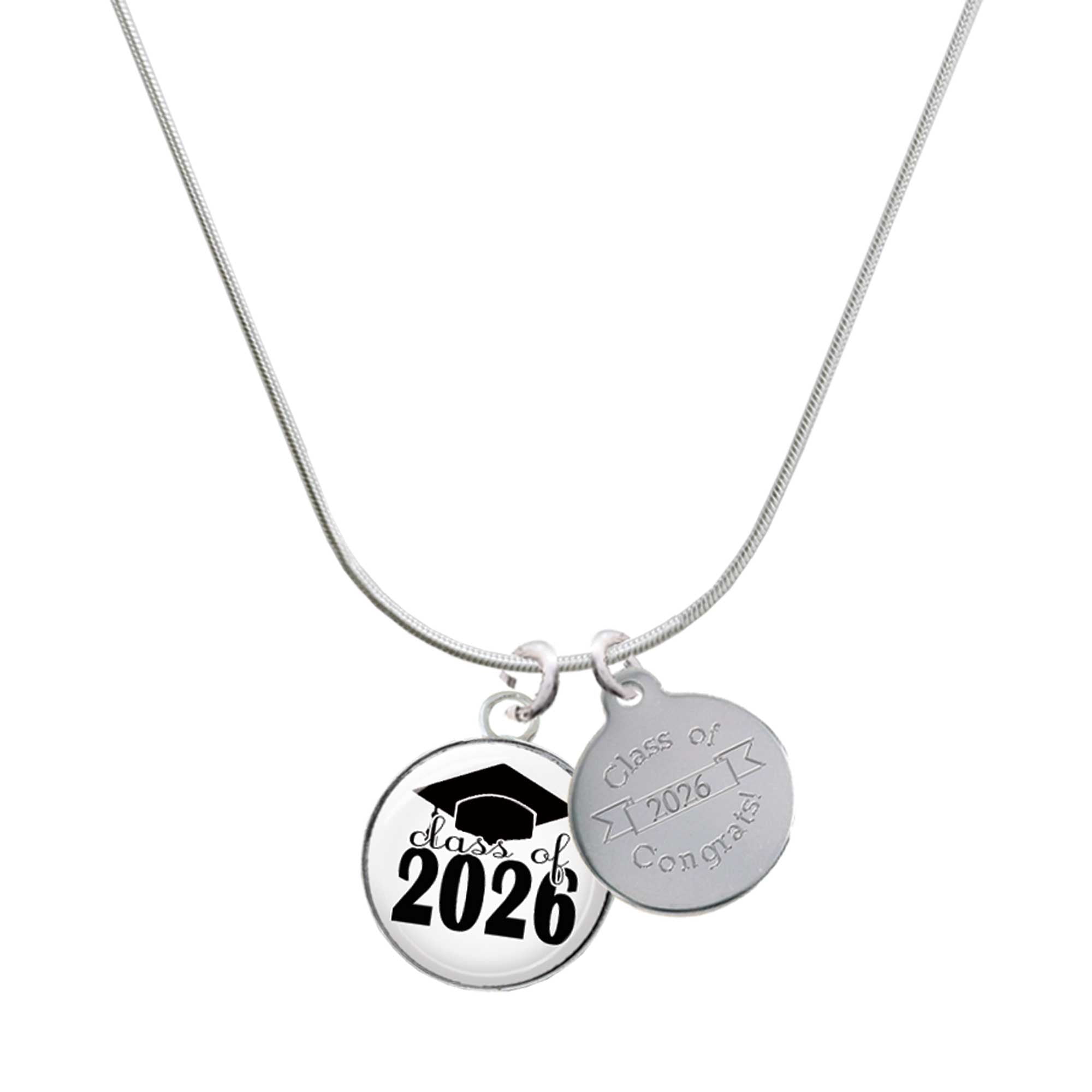 Delight Jewelry Silver-tone Domed Cursive Class of 2026 - Engraved ...