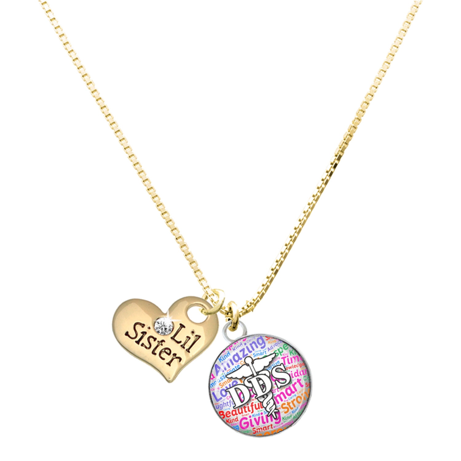 Delight Jewelry Silver-tone Domed Multi Color DDS - Large Goldtone Lil ...