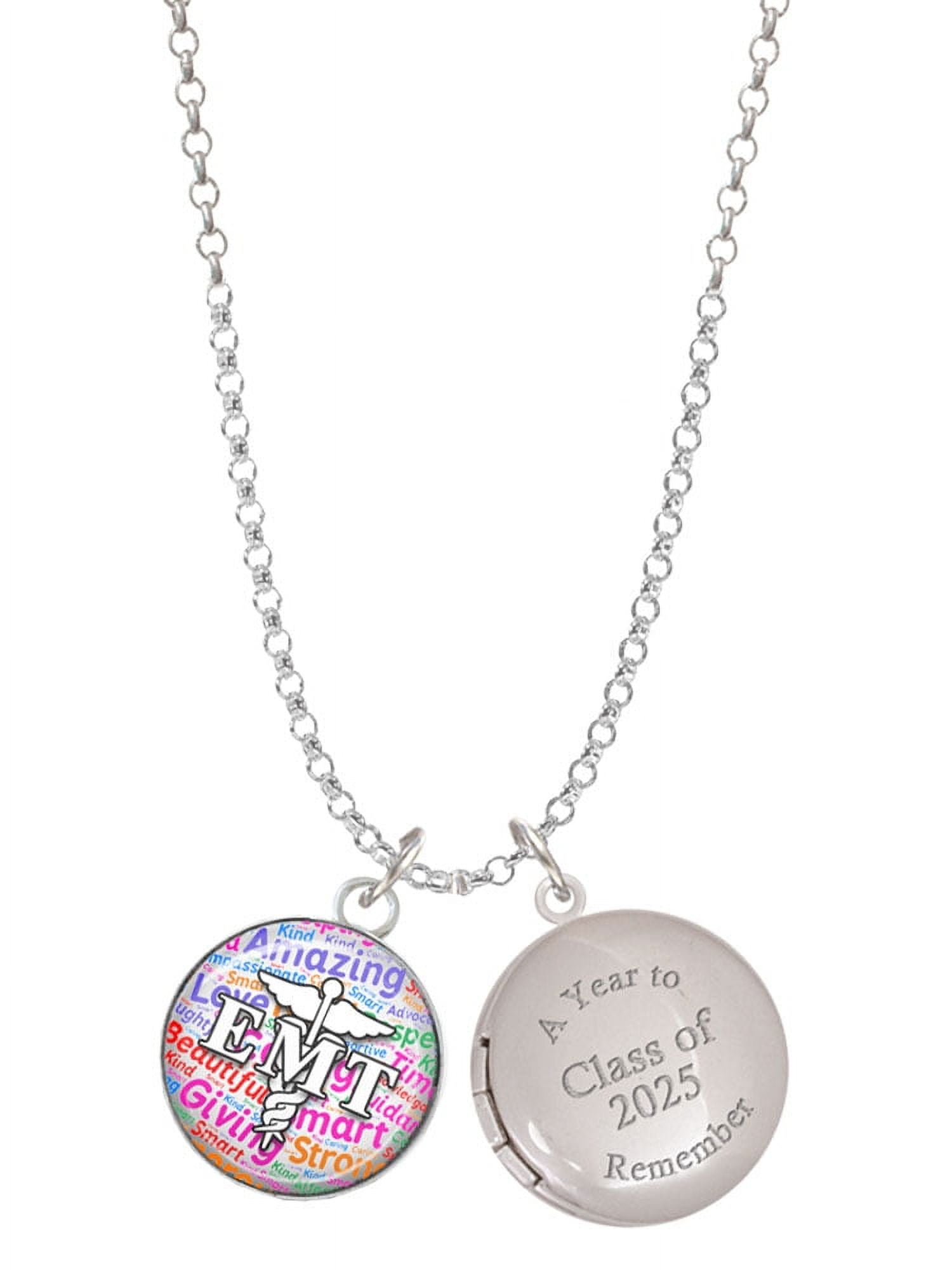 Delight Jewelry Silver-tone Domed Multi Color EMT - Class of 2025 Year ...