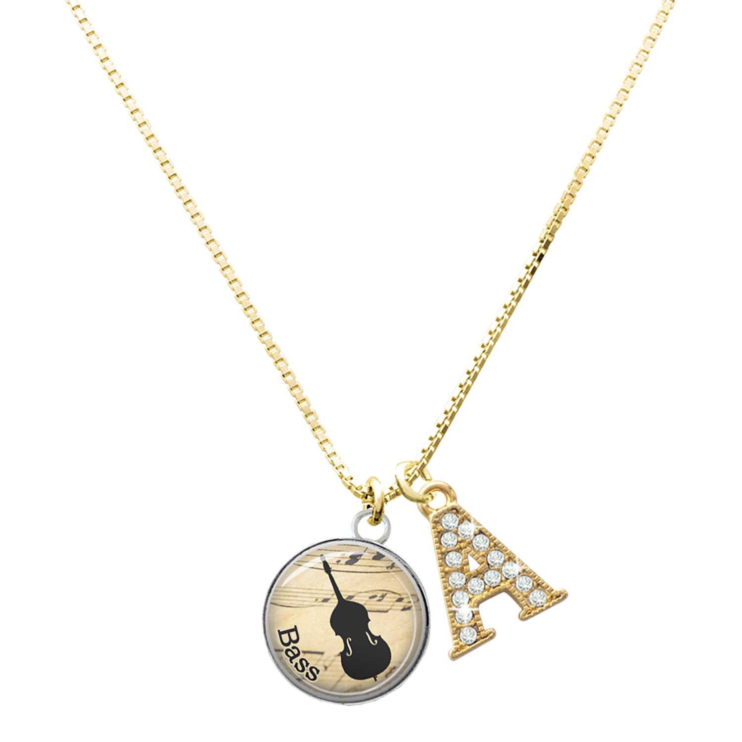 Delight Jewelry Silver-tone Domed Music - Bass - Large Goldtone Crystal ...