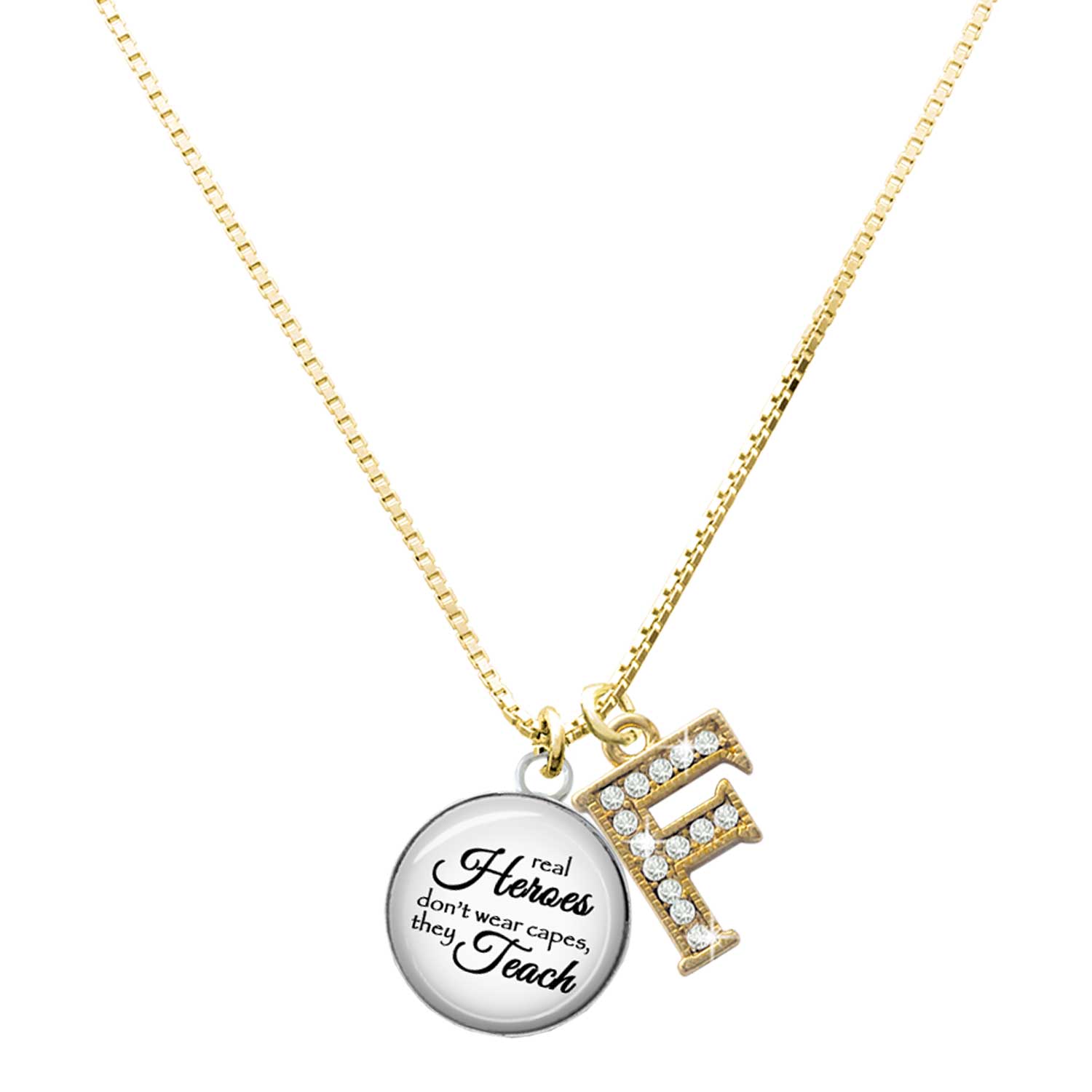 Delight Jewelry Silver-tone Domed Real Heroes Teach - Large Goldtone ...