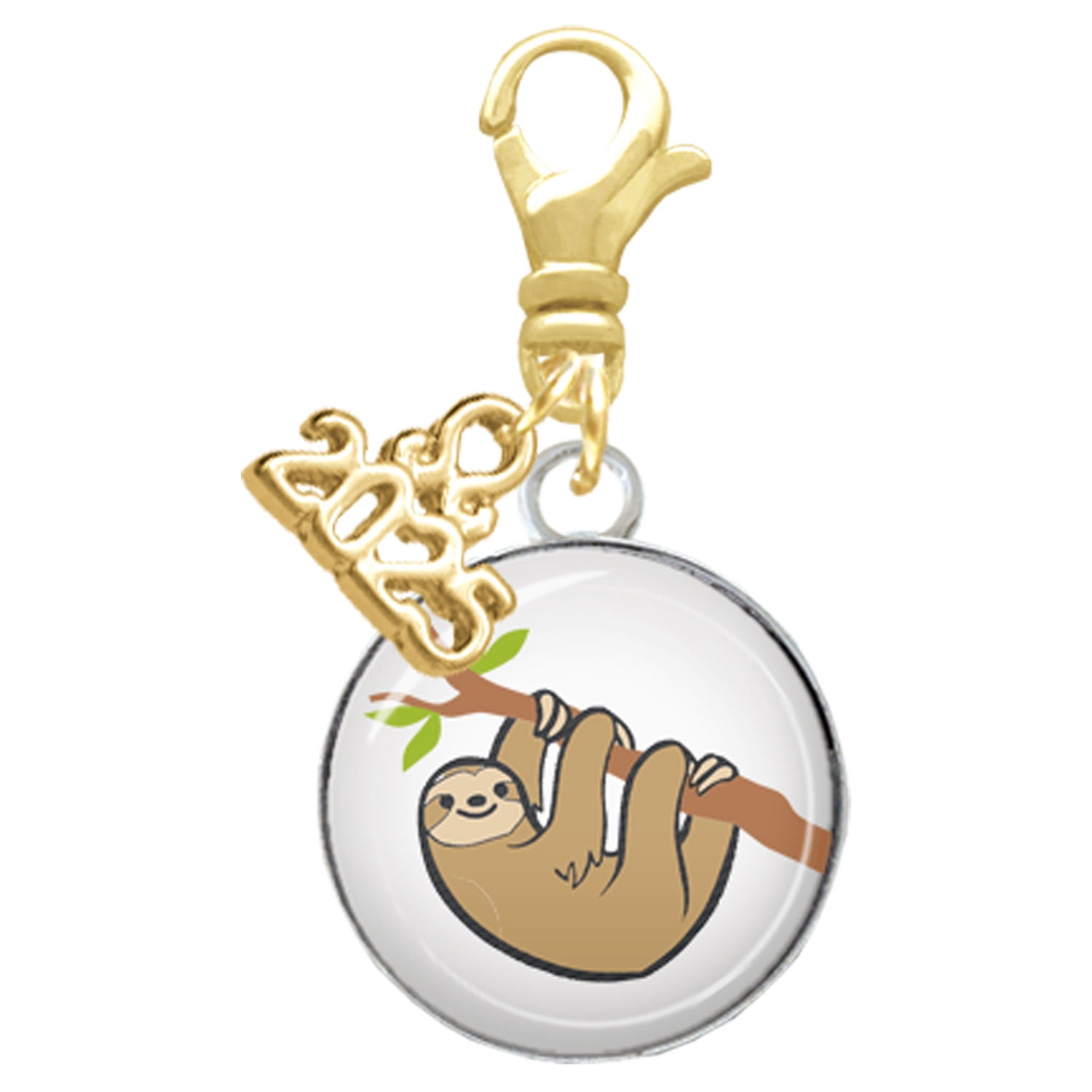 Delight Jewelry Silver-tone Domed Sloth - Gold-tone Clip on Charm with ...