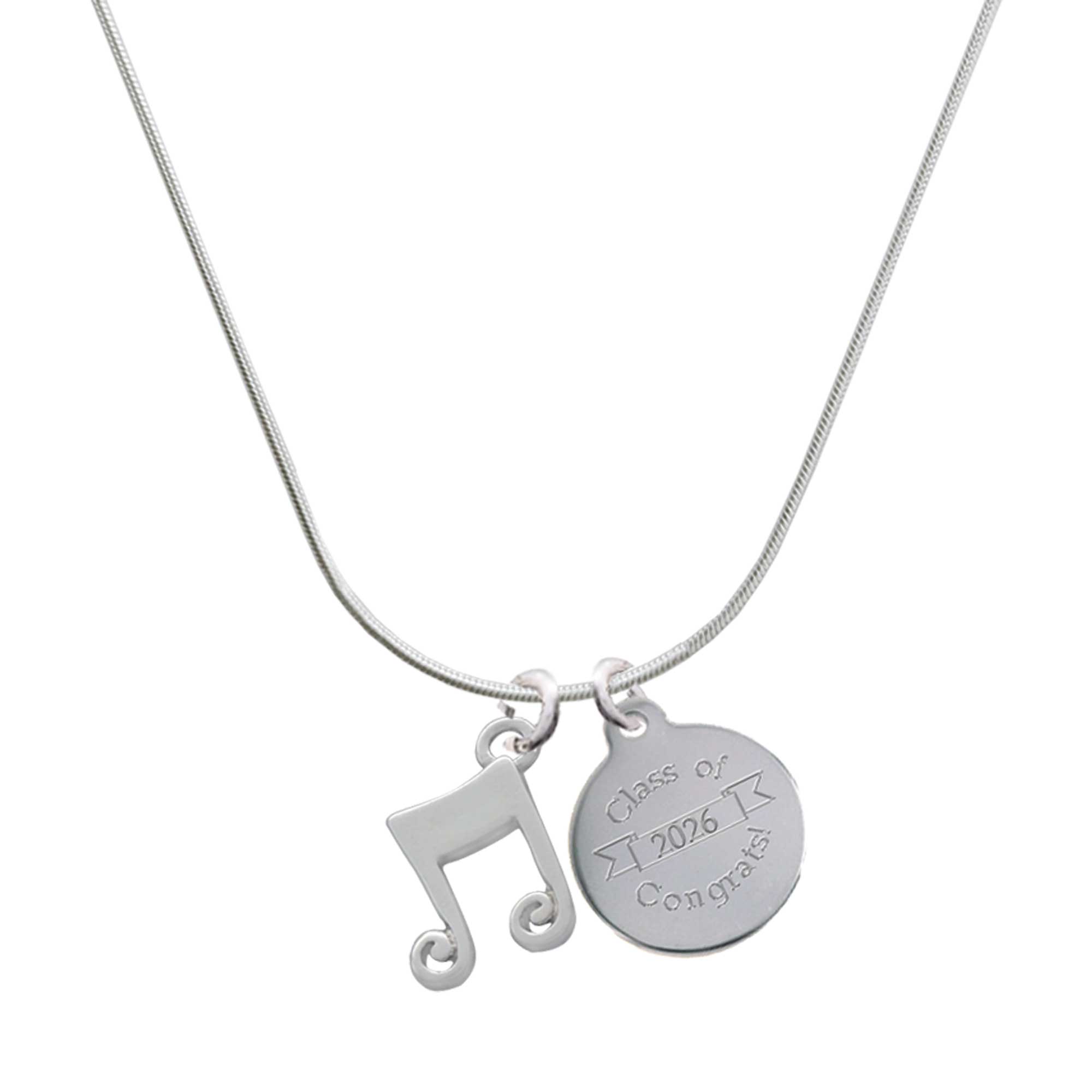 Delight Jewelry Silver-tone Double Music Note - Engraved Congrats Class ...