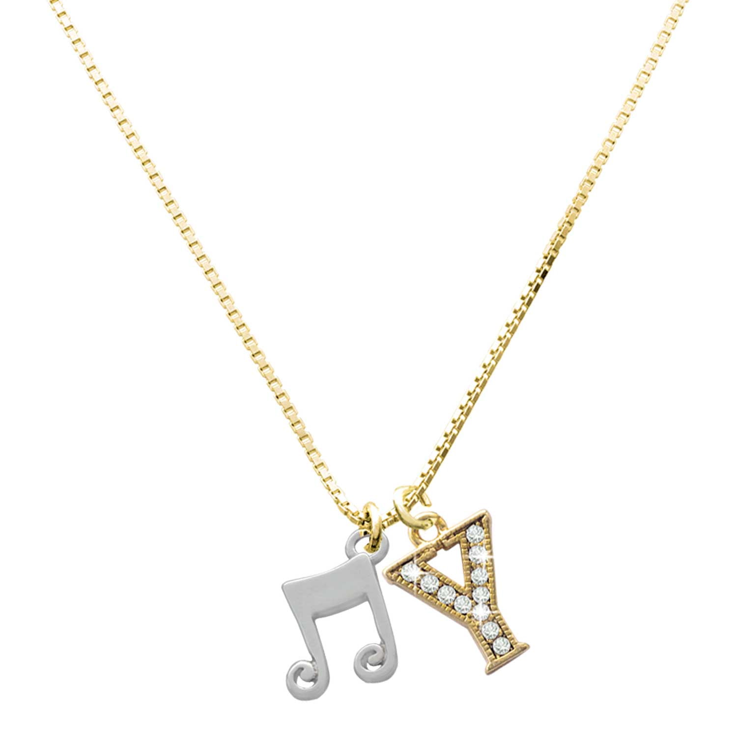 Delight Jewelry Silver-tone Double Music Note - Large Goldtone Crystal ...