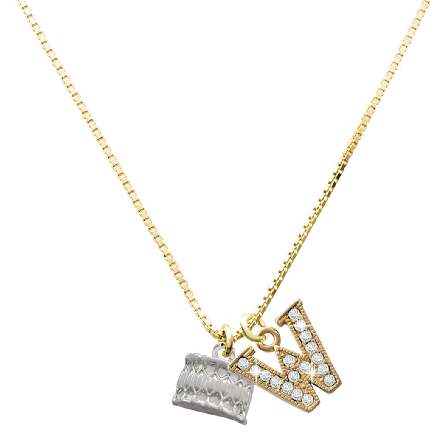 Delight Jewelry Silver-tone Drum - Large Goldtone Crystal Initial - W ...