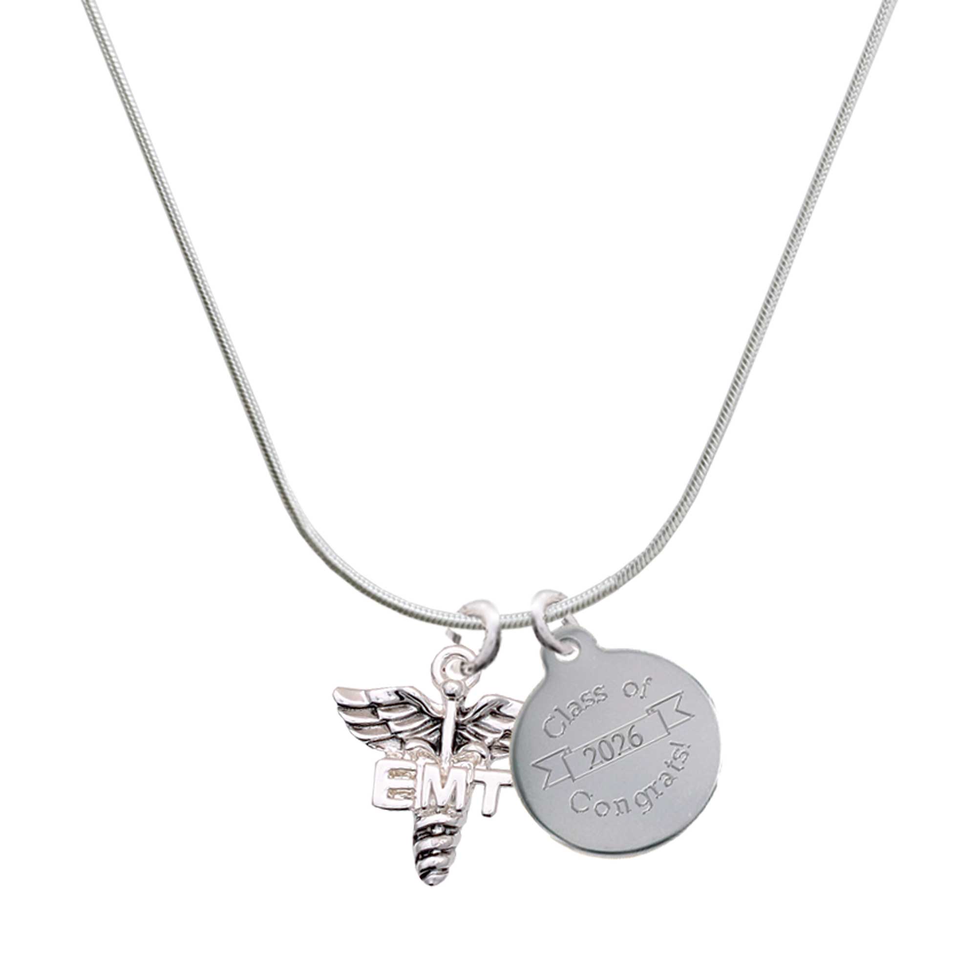 Delight Jewelry Silver-tone EMT Caduceus - Engraved Congrats Class of ...