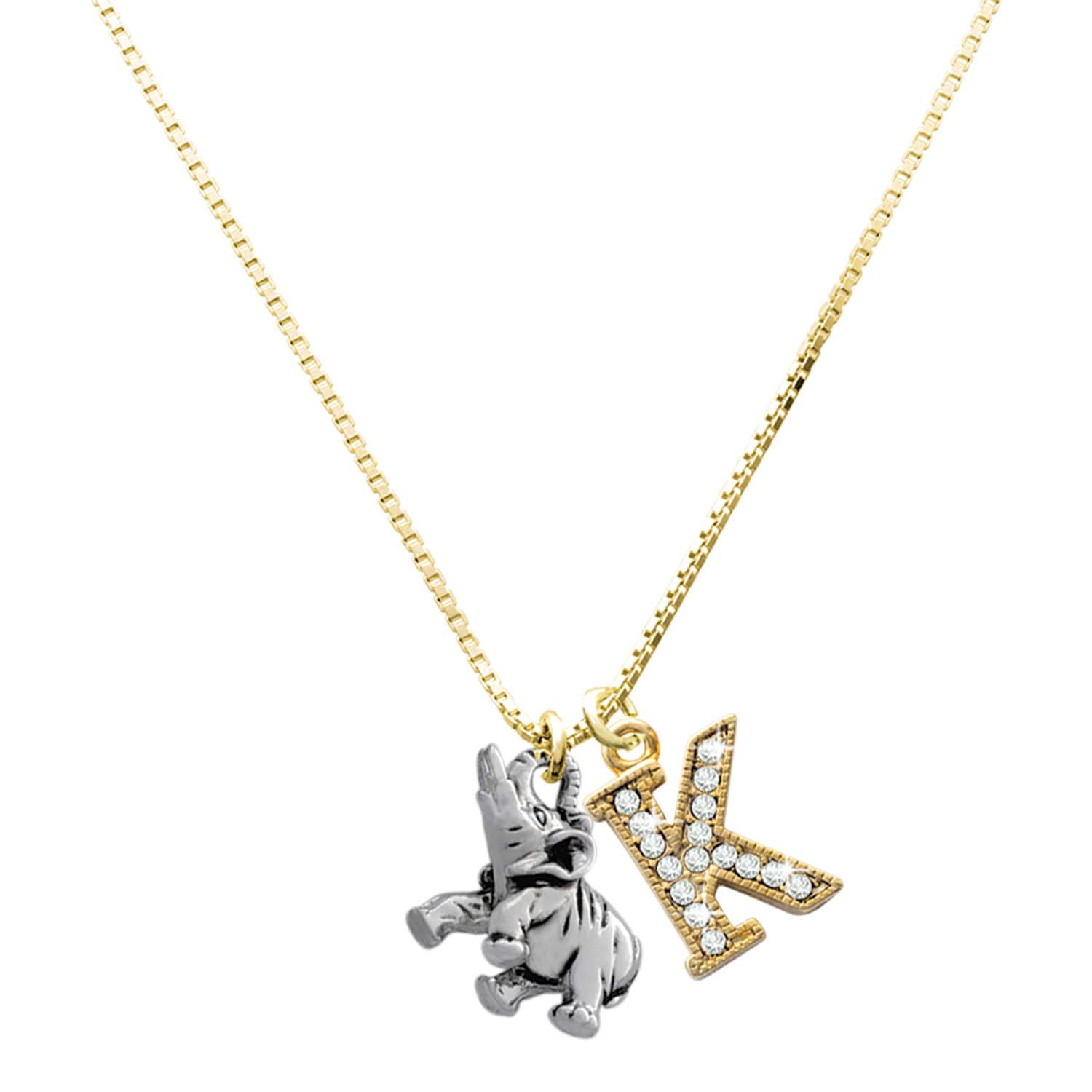 Delight Jewelry Silver-tone Elephant - Large Goldtone Crystal Initial ...