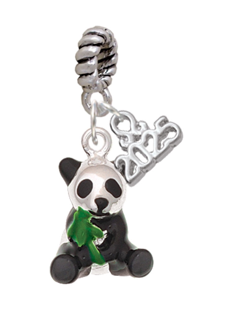 Delight Jewelry Silver-tone Enamel Sitting Panda - Silver-tone Rope ...