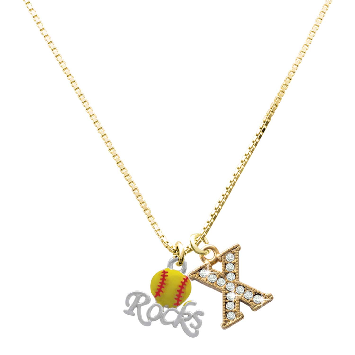 Delight Jewelry Silver-tone Enamel Softball ''Rocks'' - Large Goldtone ...