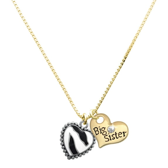 Delight Jewelry Silver-tone Enamel Zebra Print Heart - Large Goldtone ...