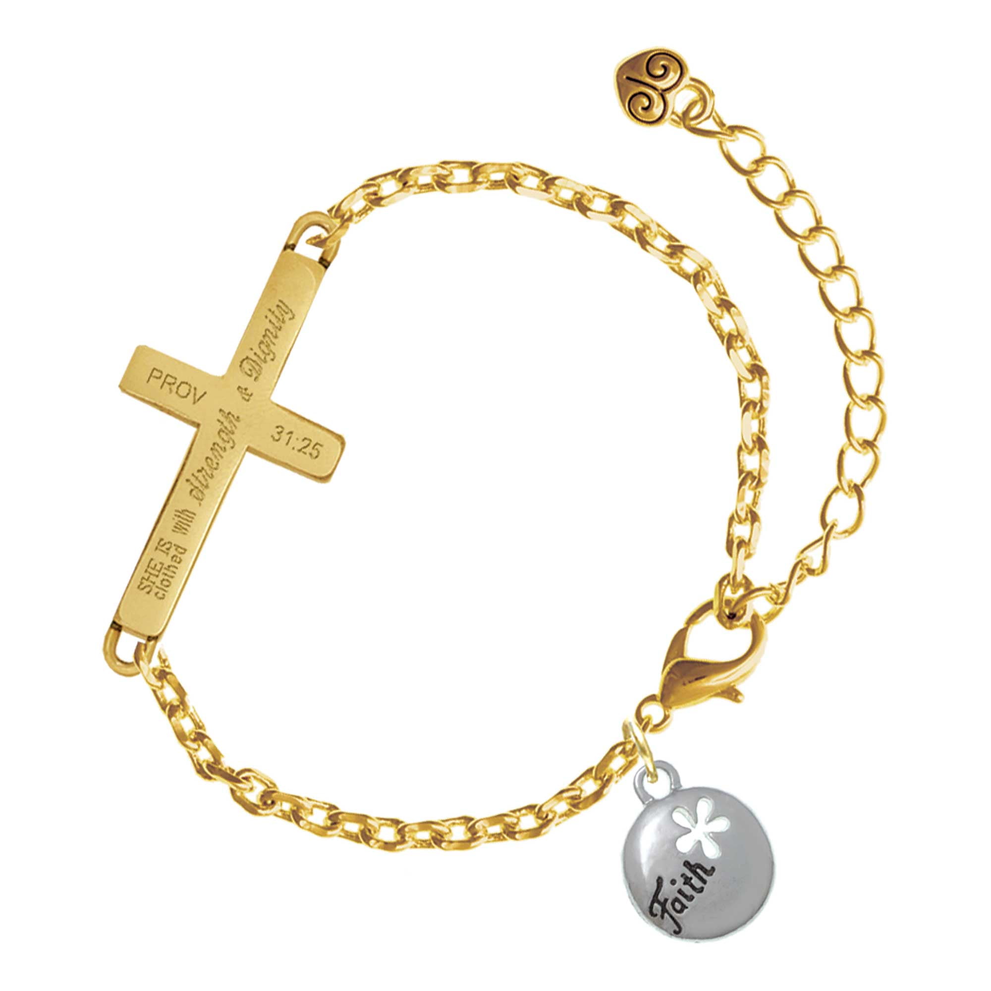 Delight Jewelry Silver-tone Faith Disc with Cutout Flower - Gold Tone ...