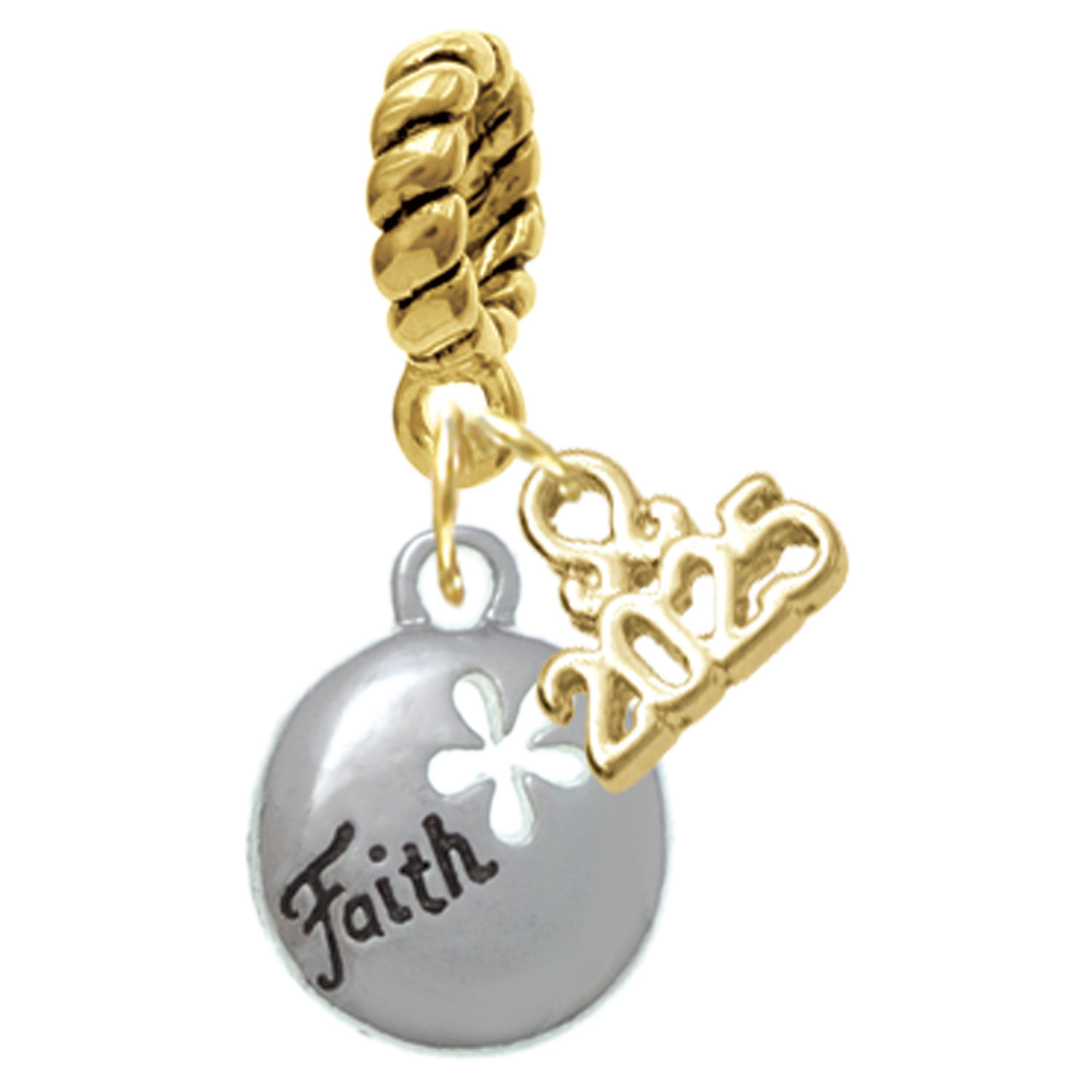 Delight Jewelry Silver-tone Faith Disc with Cutout Flower - Gold-tone ...